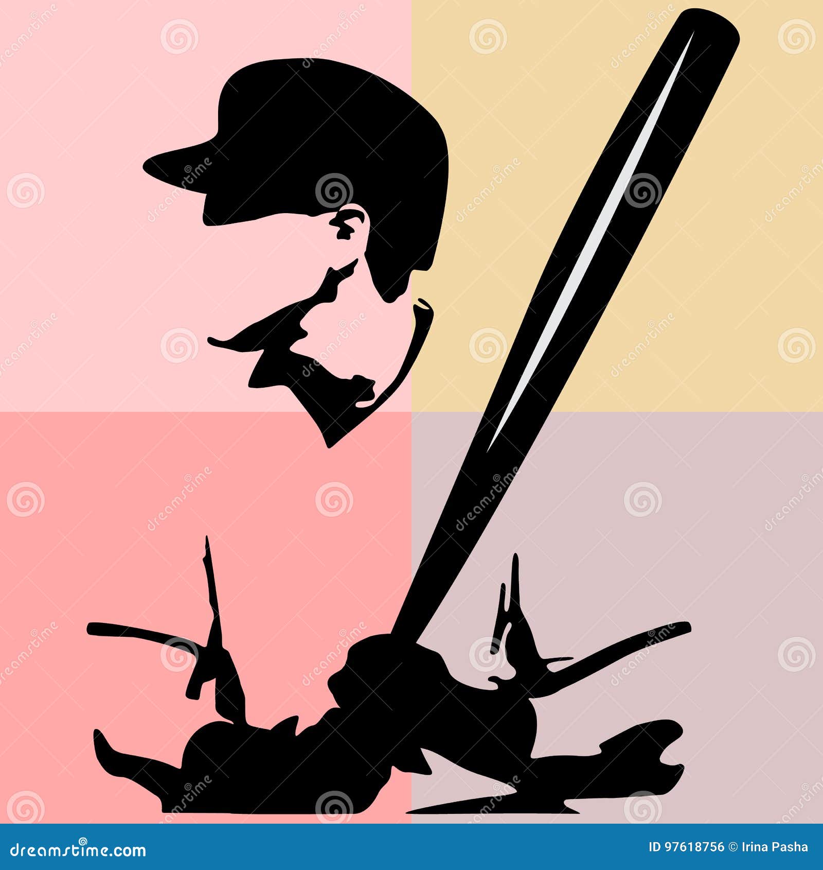 The Baseball Player`s Silhouette with a Bat on an Abstract Background ...