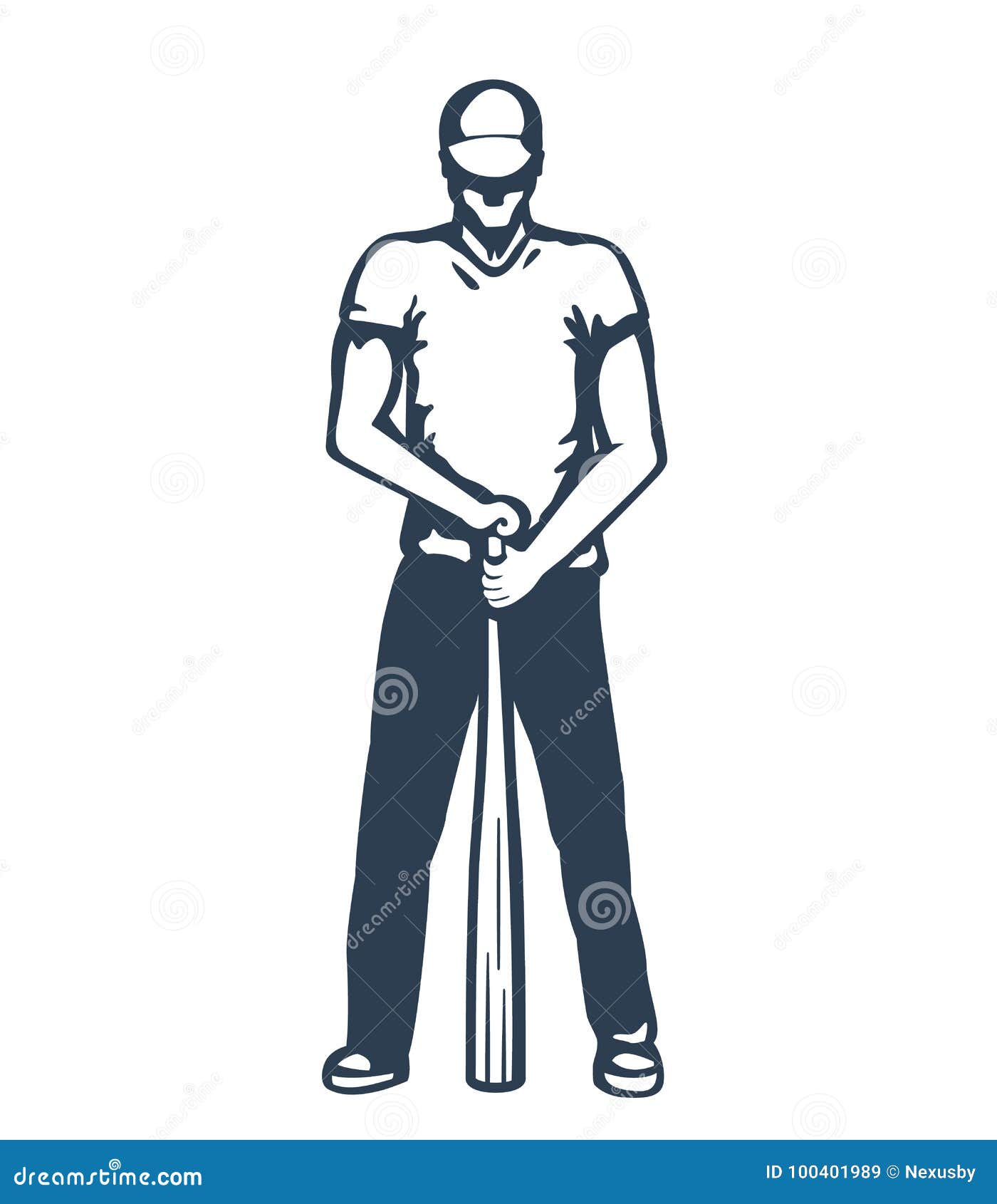 Baseball Player Standing with Bat Stock Vector - Illustration of club ...