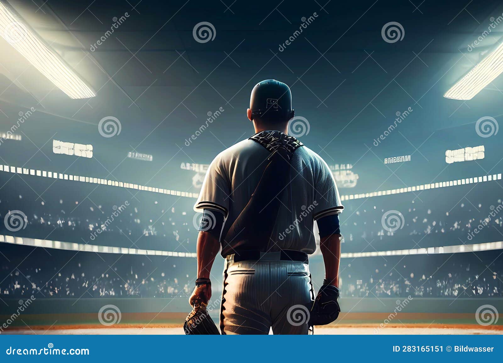 Baseball Player Standing in the Stadium. Generative Ai Design Stock ...