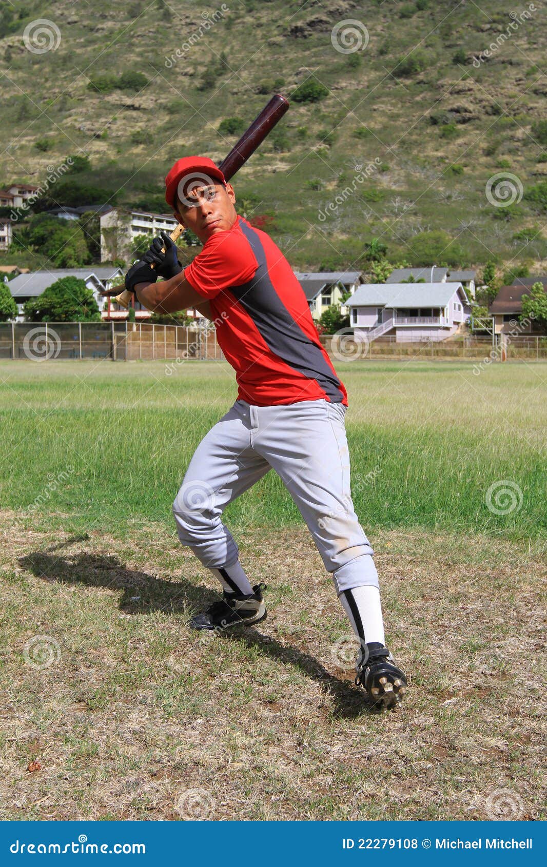 Baseball Player Starting His Swing in a Field Stock Photo - Image of ...