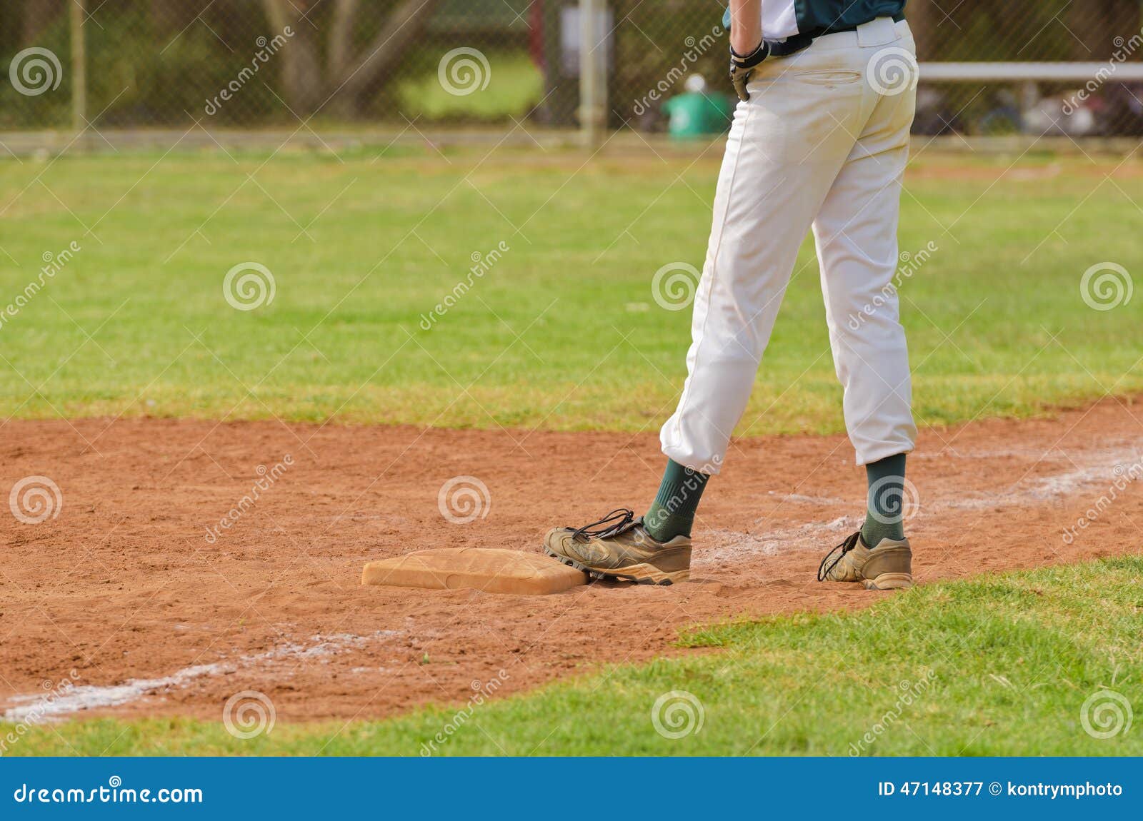Baseball Player on the Third Base Stock Image - Image of preparation ...
