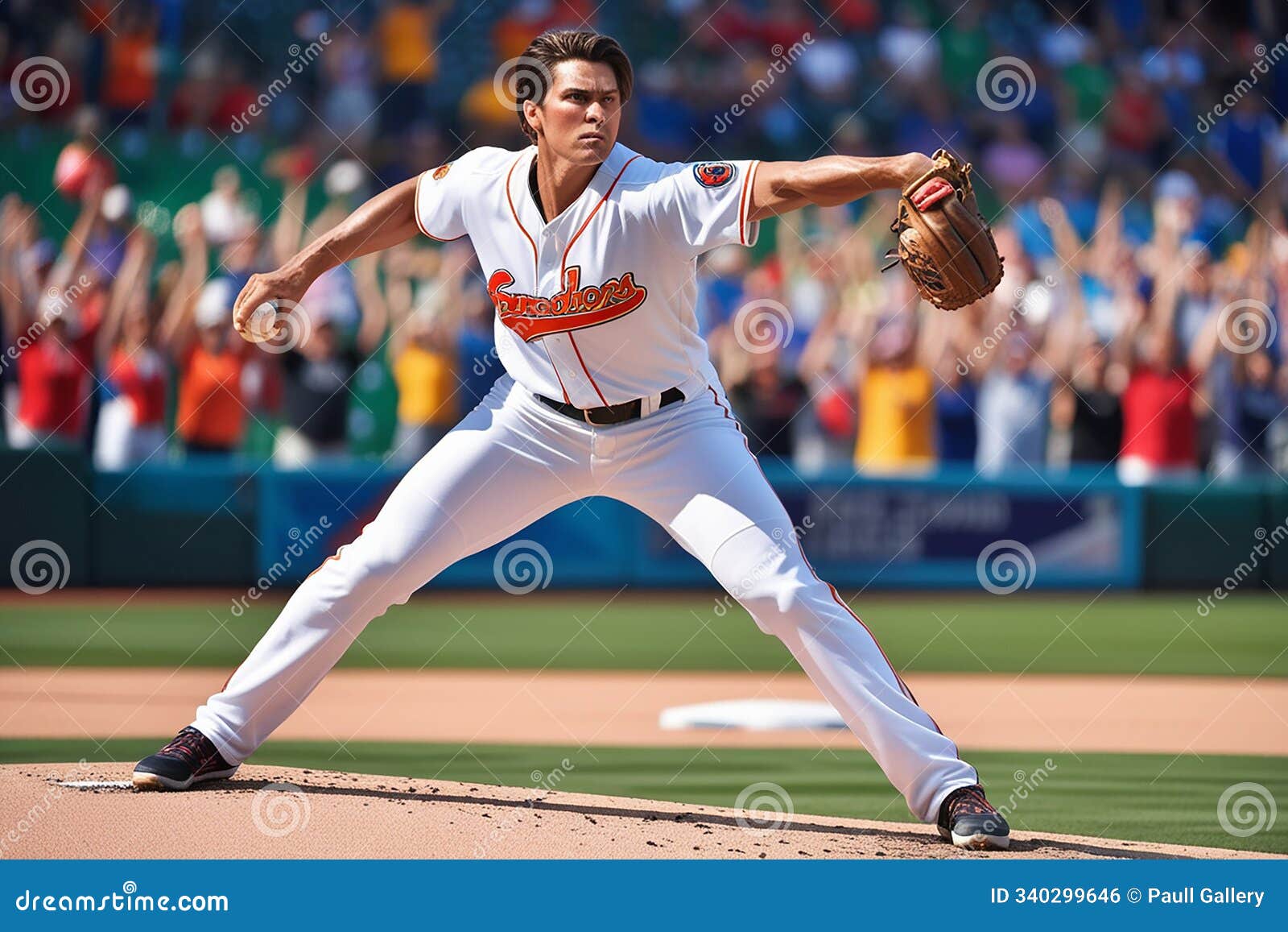 Baseball Player Throwing Ball in Professional Baseball Stadium Stock ...