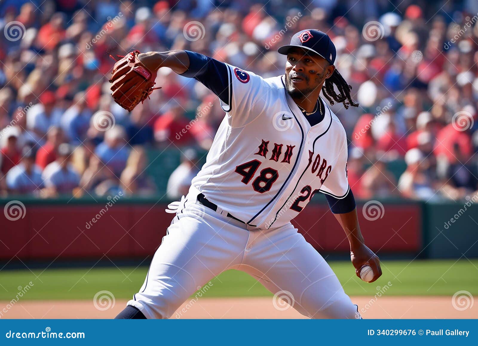 Baseball Player Throwing Ball in Professional Baseball Stadium Stock ...
