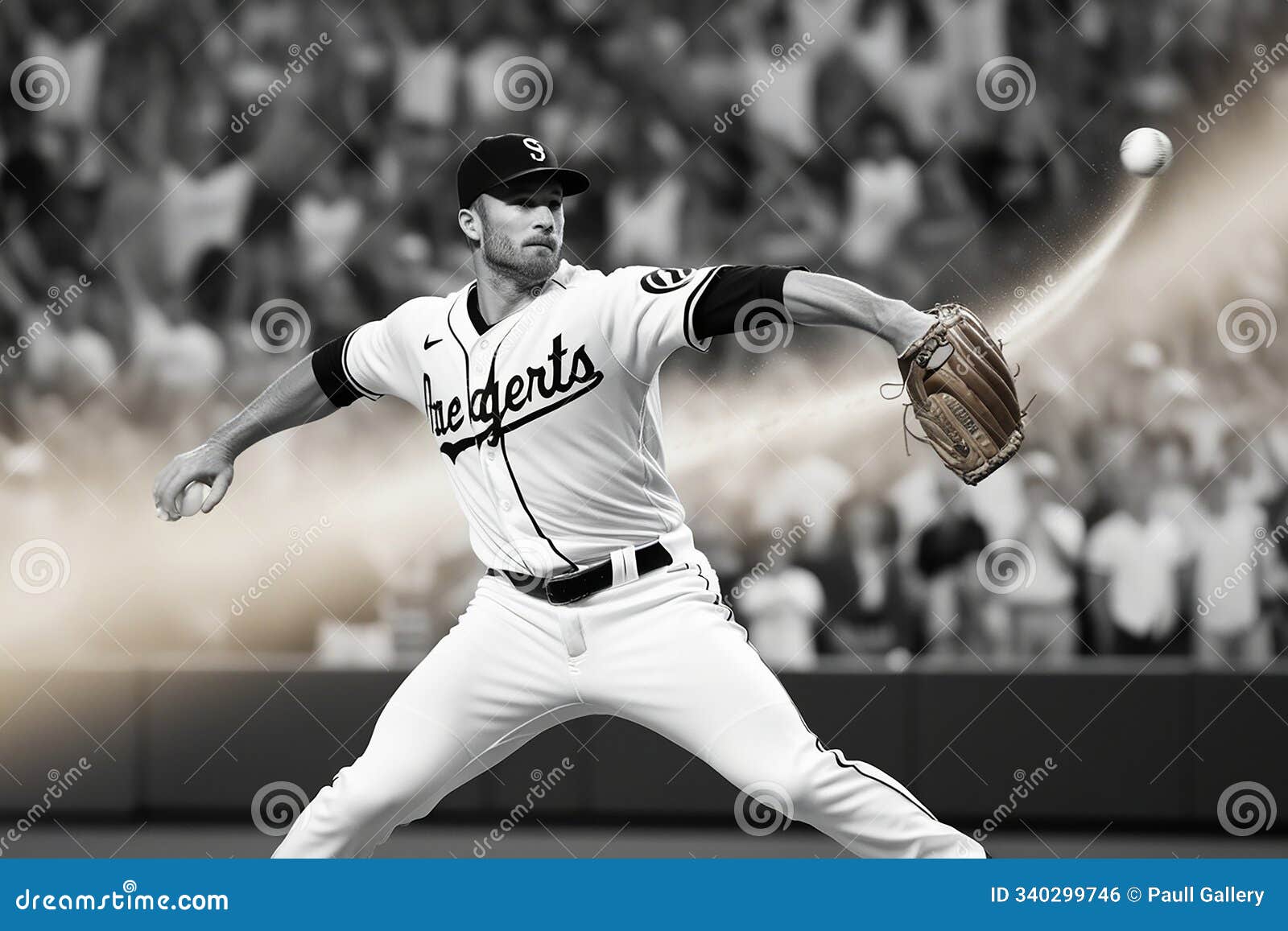 Baseball Player Throwing Ball in Professional Baseball Stadium Stock ...