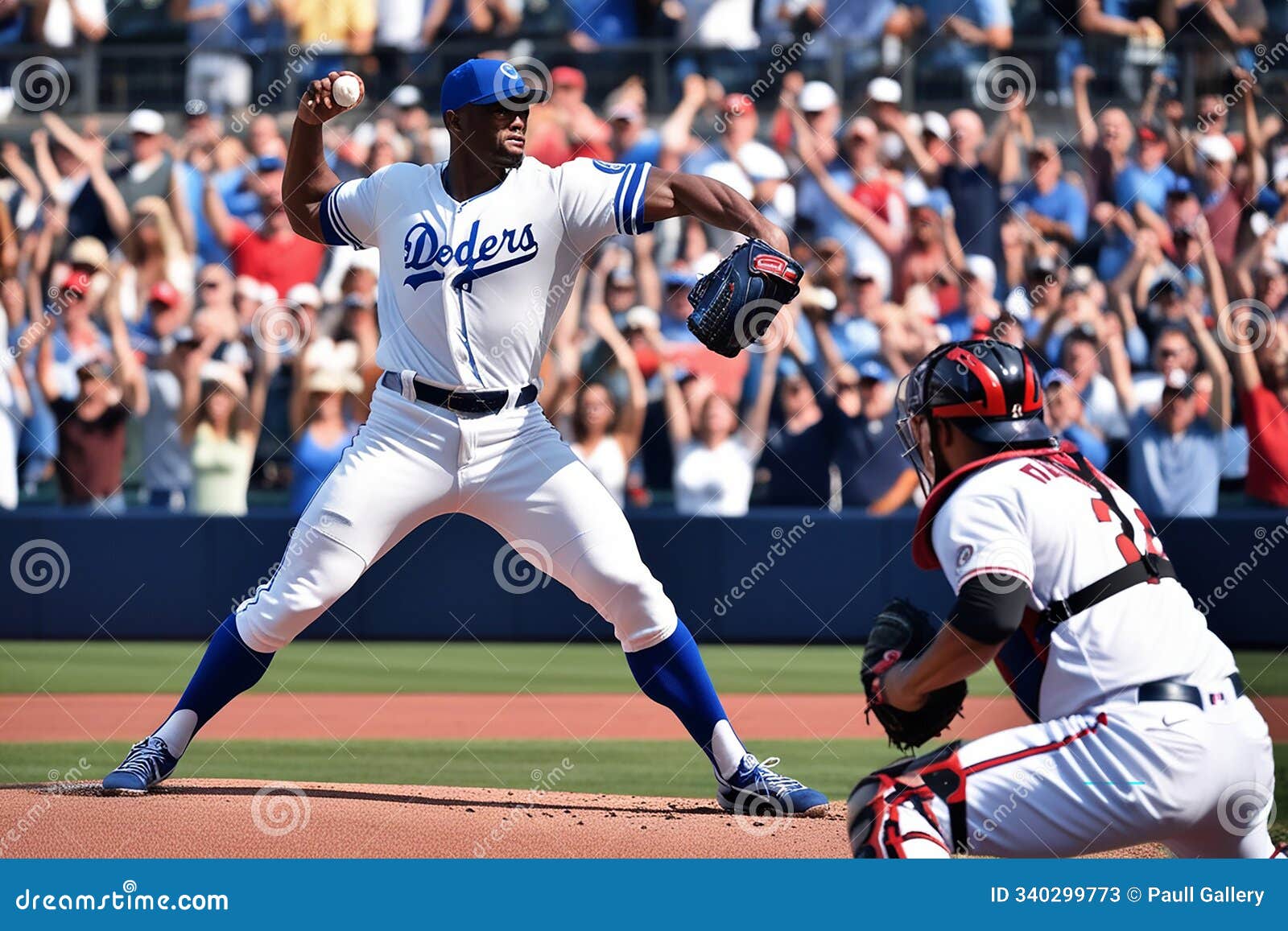 Baseball Player Throwing Ball in Professional Baseball Stadium Stock ...