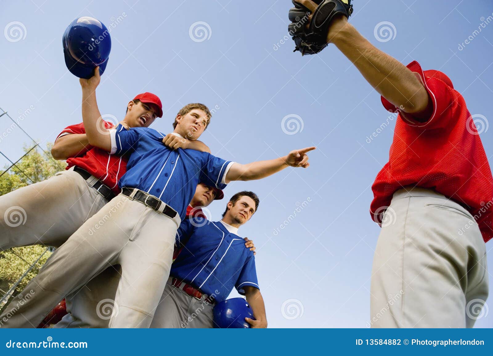 Baseball Players Arguing on Field Stock Photo - Image of sportswear ...