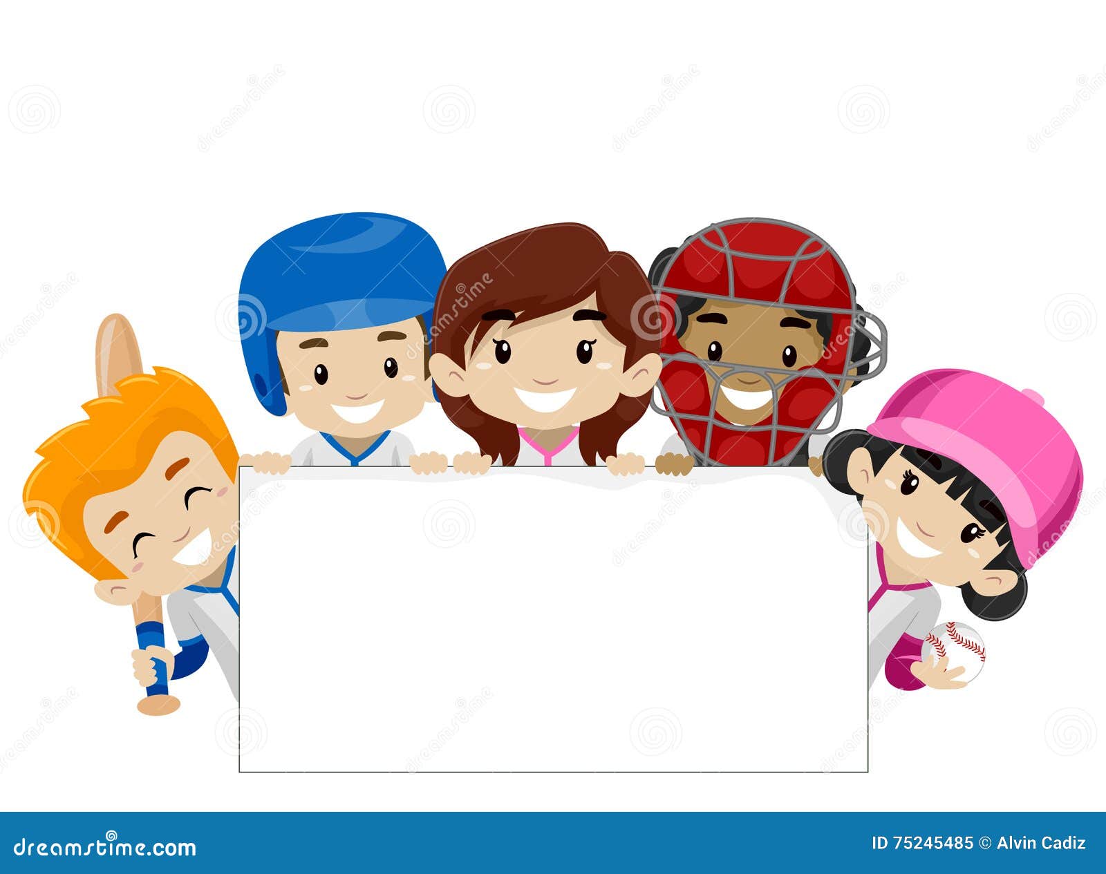 Baseball Players Holding a Banner Stock Vector - Illustration of female ...