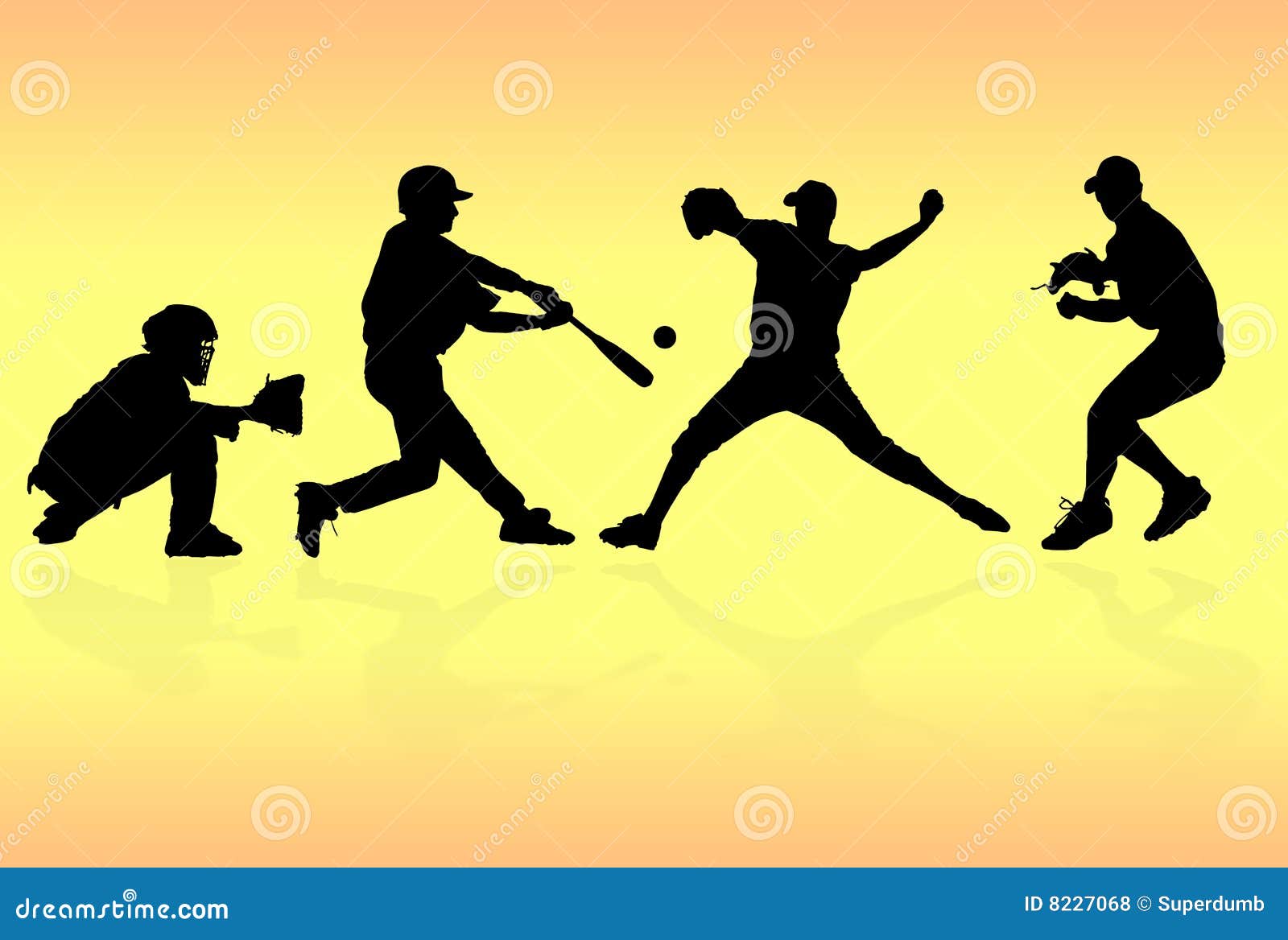 Baseball Players Silhouettes Stock Illustration - Illustration of ...