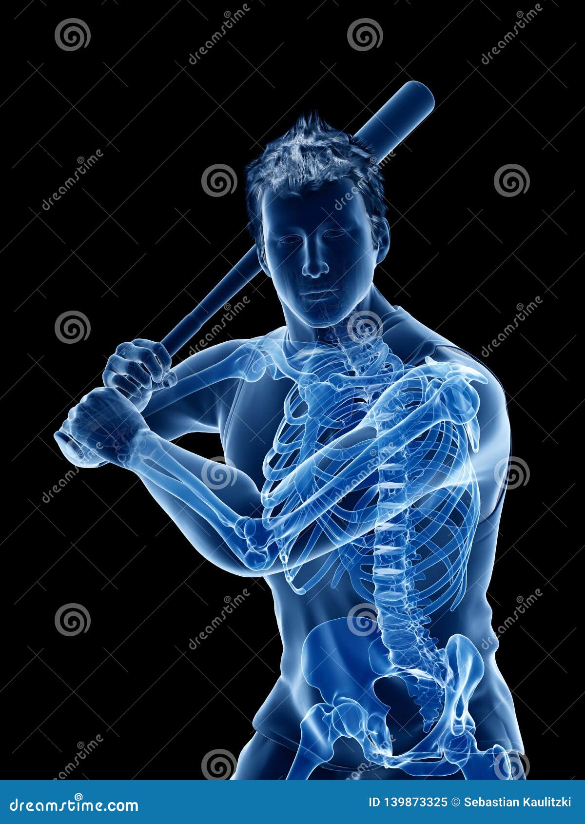 A Baseball Players Skeleton Stock Illustration - Illustration of bones ...
