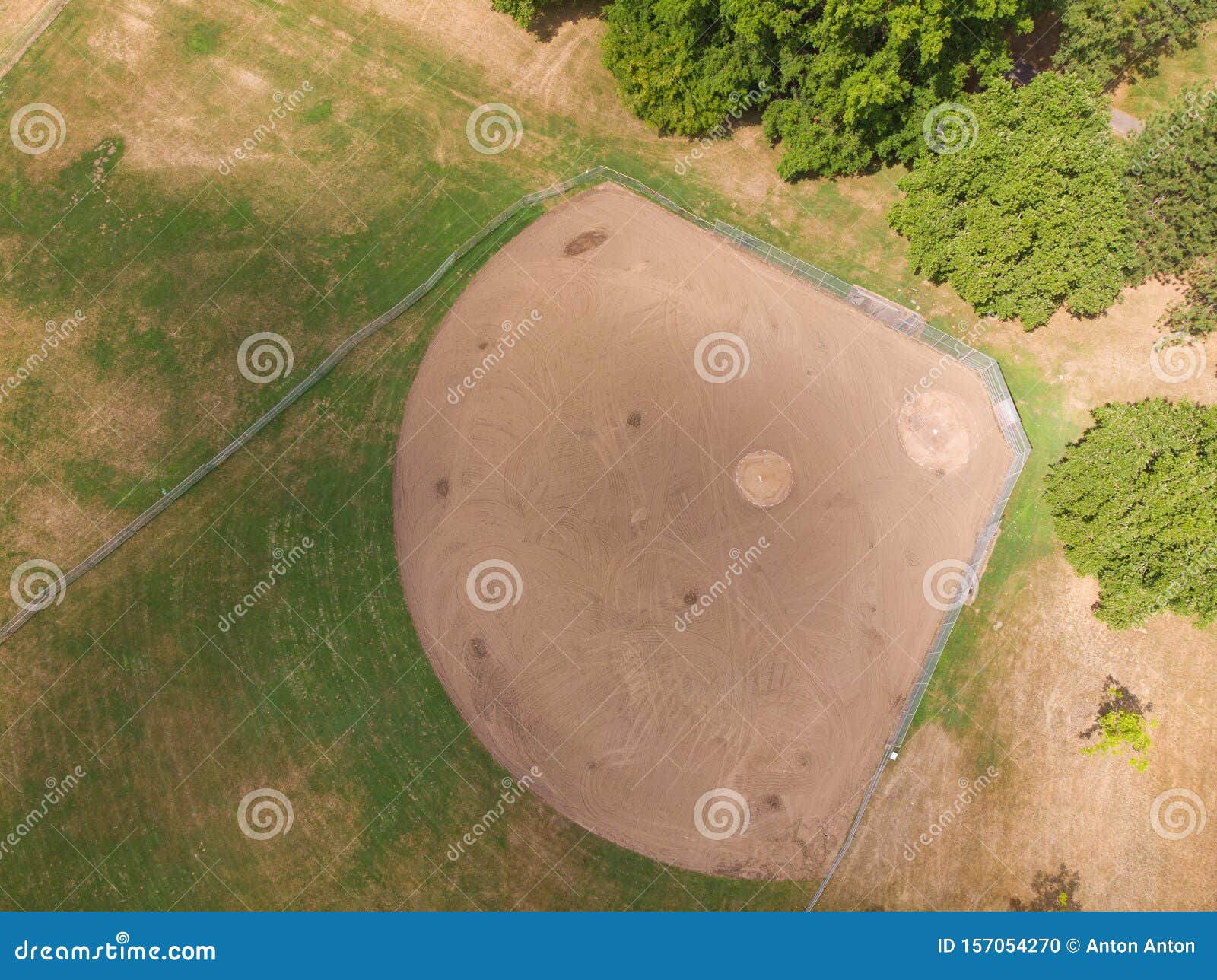 Baseball Playing Field, Shot from a High Point, Shot from a Height ...