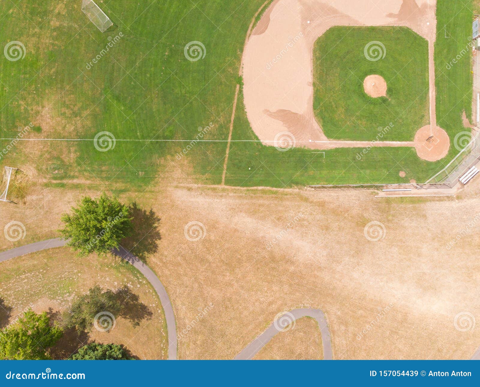 Baseball Playing Field, Shot from a High Point, Shot from a Height ...