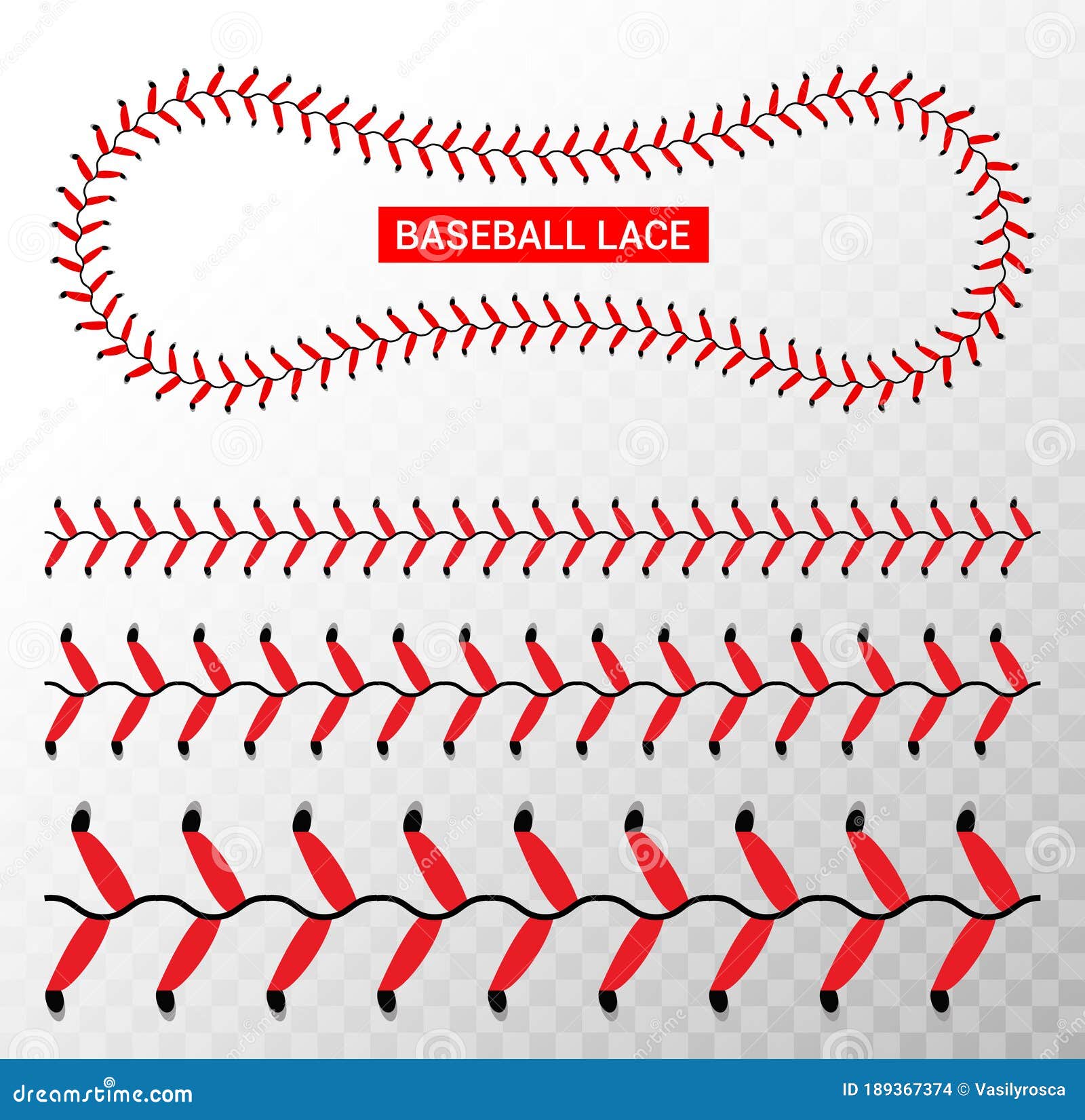 Baseball Red Lace Seam Thread. Base Ball Vector Illustration Lace ...