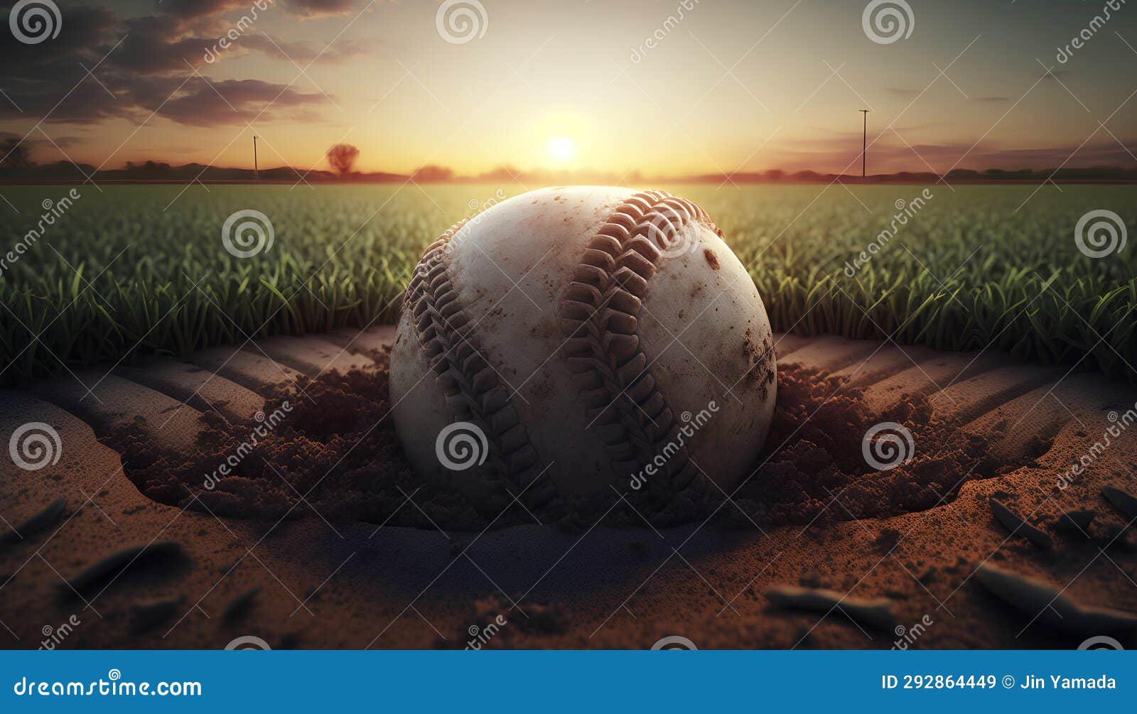Baseball in the Sand at Sunset. 3d Render Illustration Stock ...