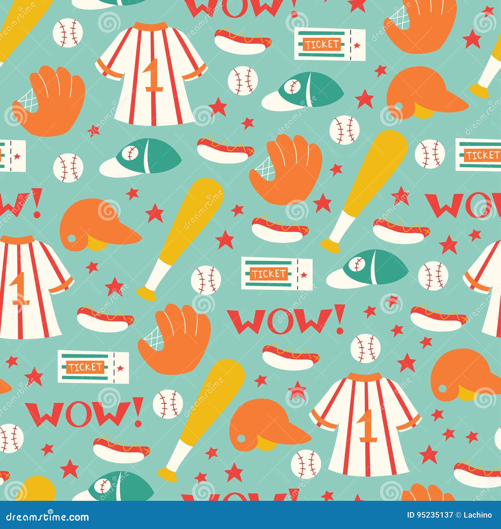 Baseball Seamless Pattern stock vector. Illustration of vector - 95235137