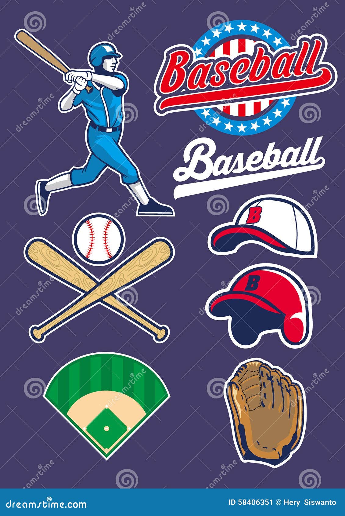 Baseball set stock vector. Illustration of glove, mitt - 58406351