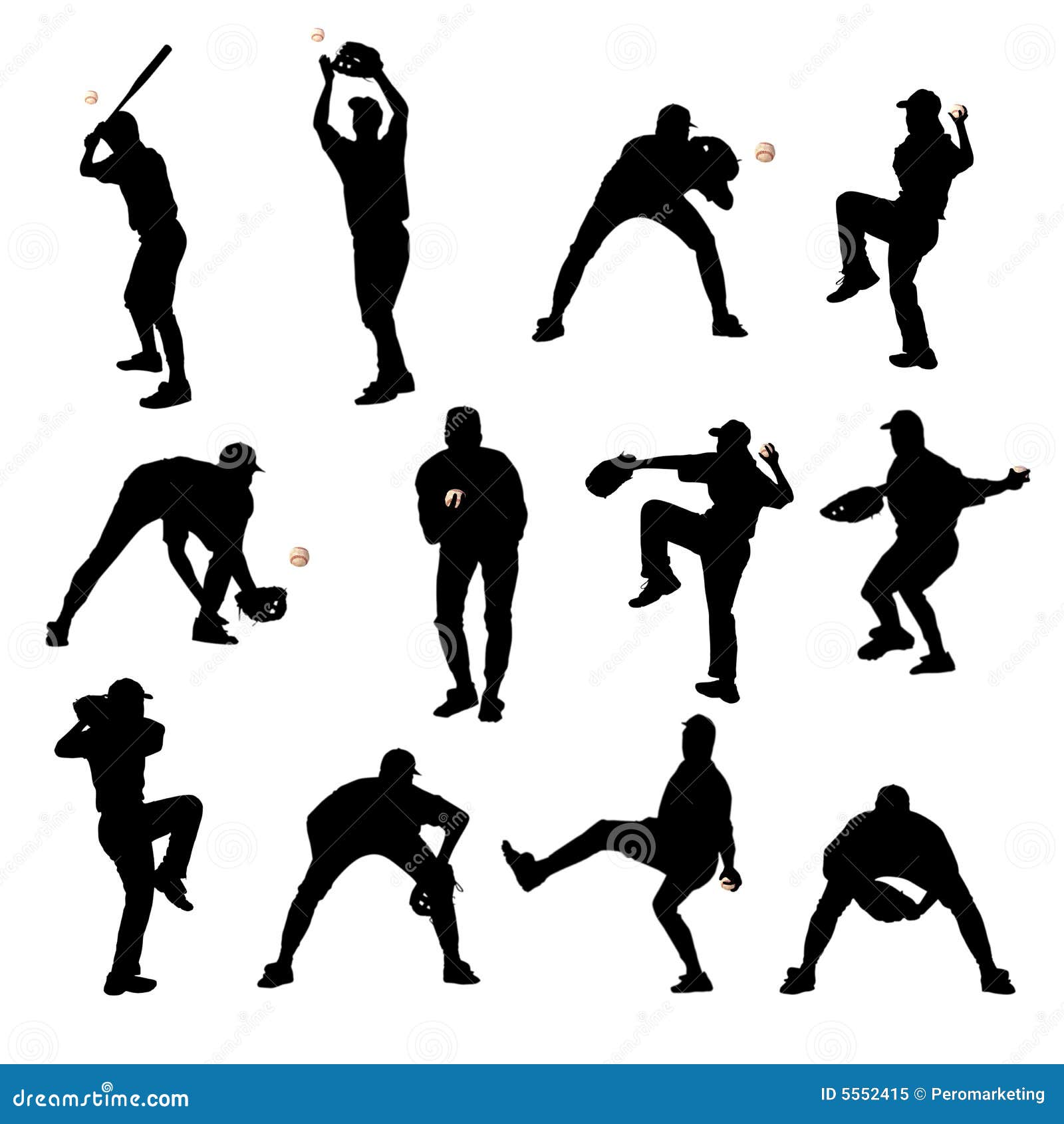 Baseball silhouettes stock illustration. Illustration of pitches - 5552415