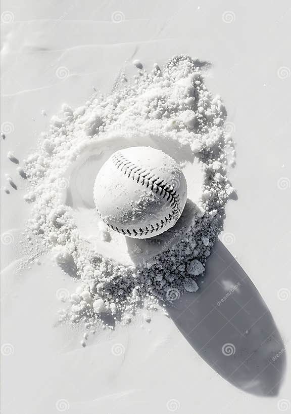 A Baseball is Sitting in a Pile of Snow Stock Image - Image of floor ...