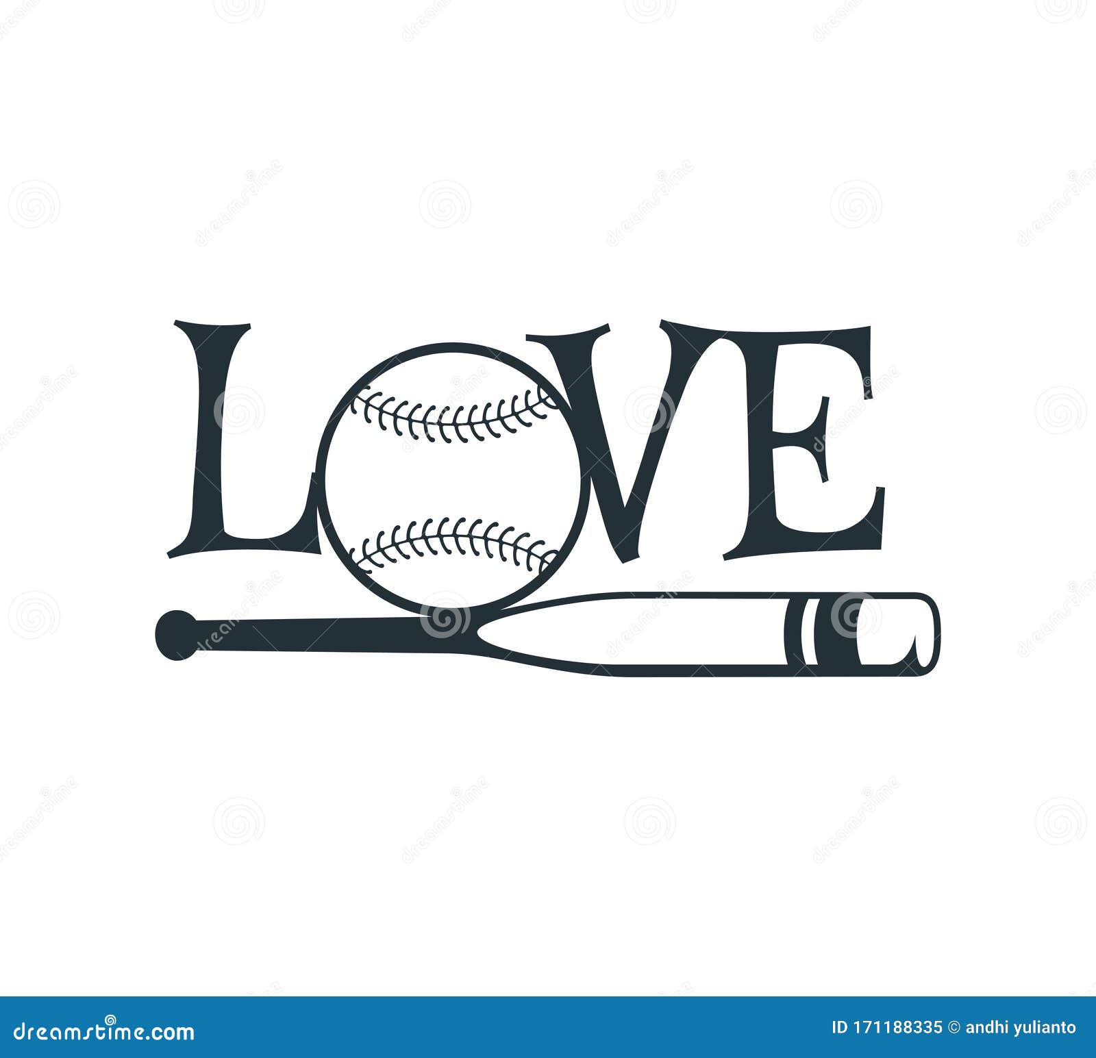 Baseball Softball Love Text Vector Logo Graphic Design with Bat Stock ...