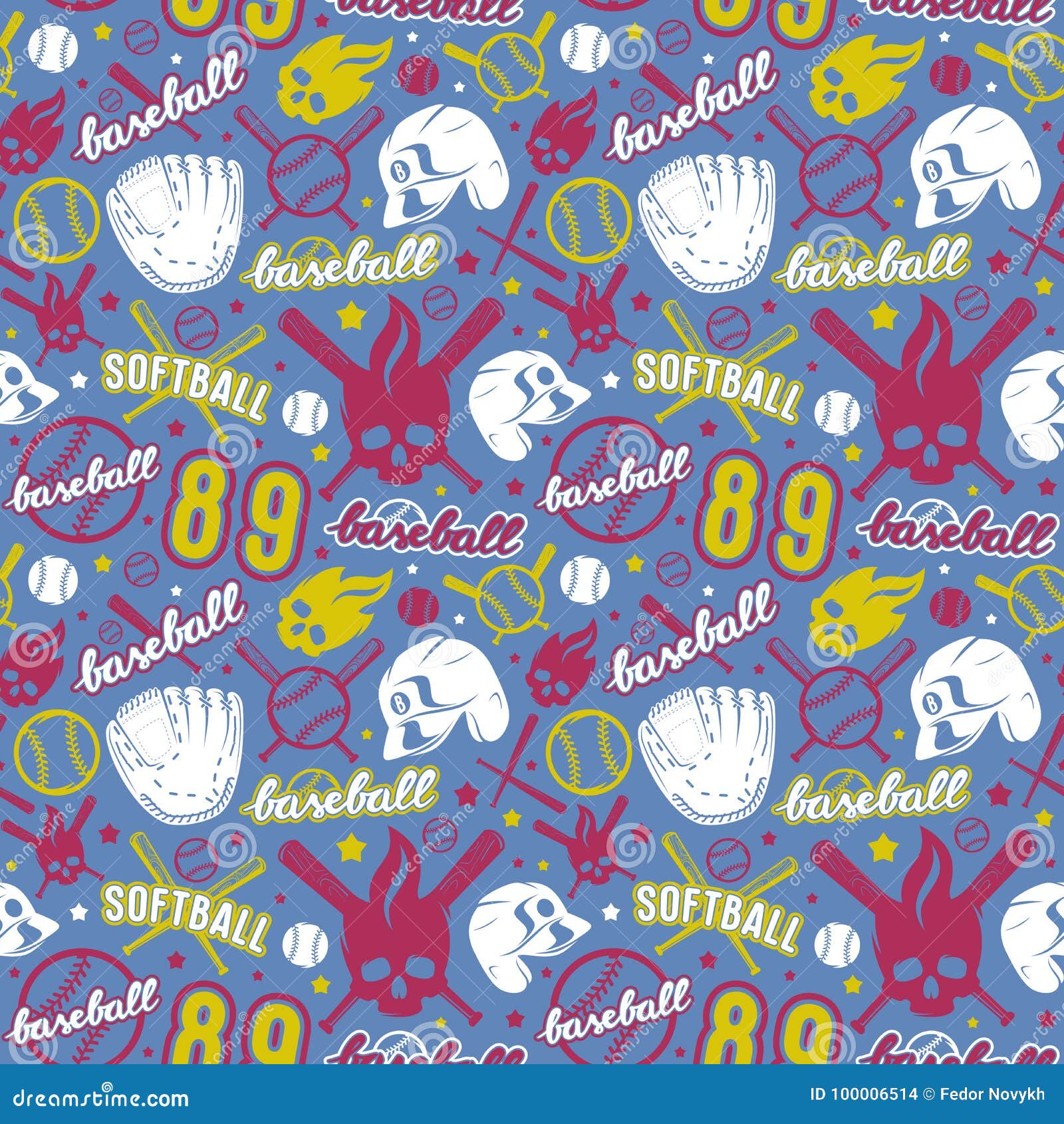 Baseball and Softball Seamless Pattern Stock Vector - Illustration of ...