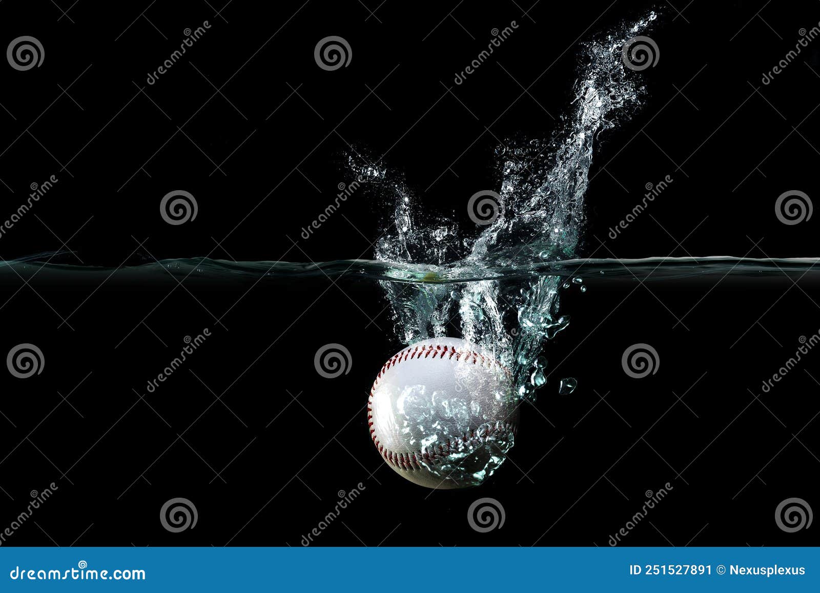 Baseball Splashing Water . Mixed Media Stock Image - Image of field ...