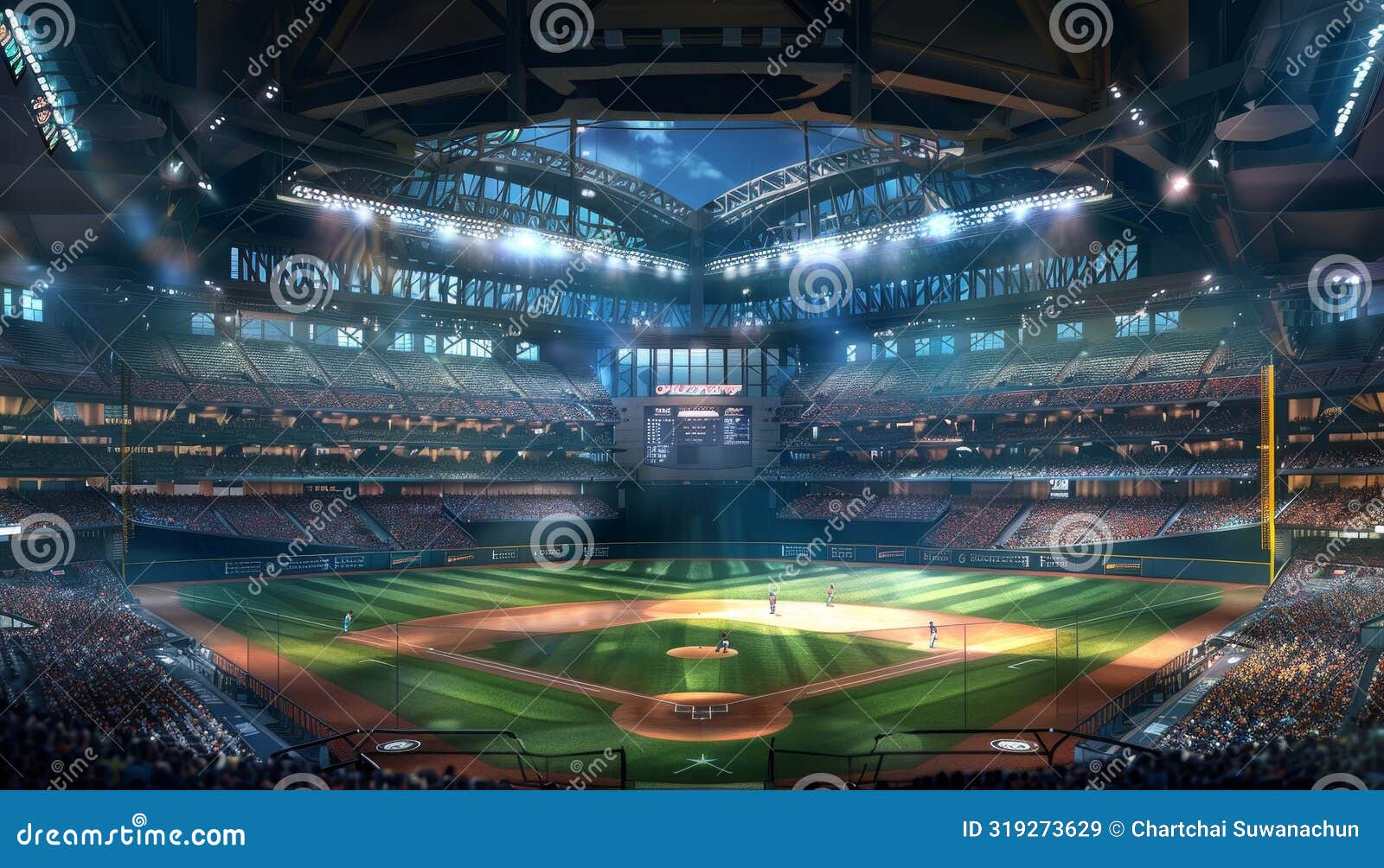 A Baseball Stadium with a Crowd of People Watching a Game by AI ...