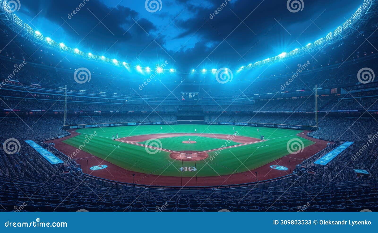 Baseball Stadium in the Evening Stock Illustration - Illustration of ...