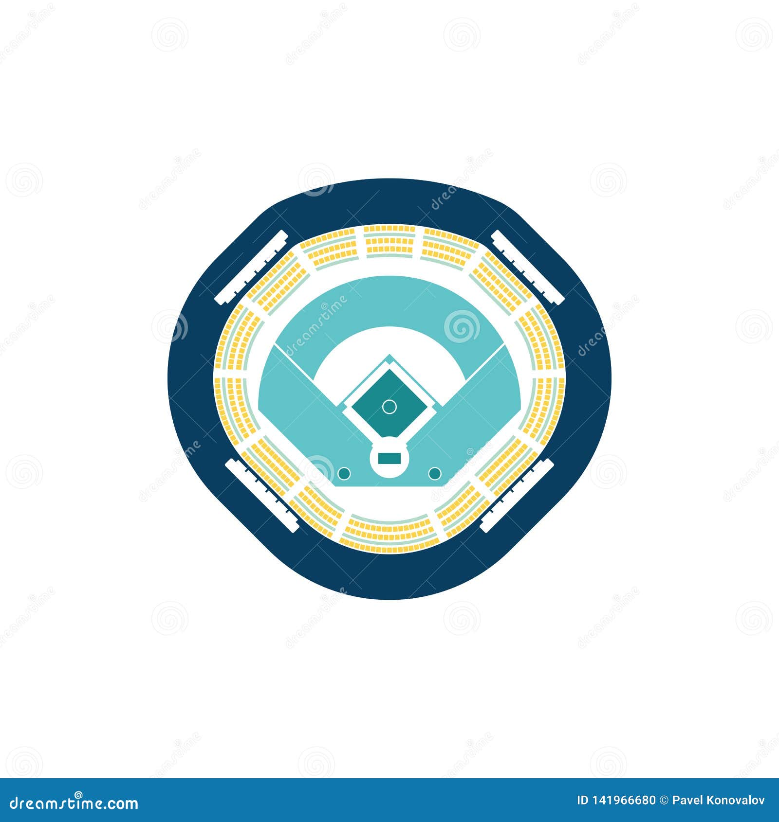 Baseball stadium icon stock vector. Illustration of light - 141966680