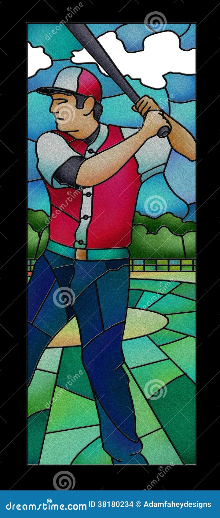 Baseball stain glass stock photo. Image of field, player - 38180234