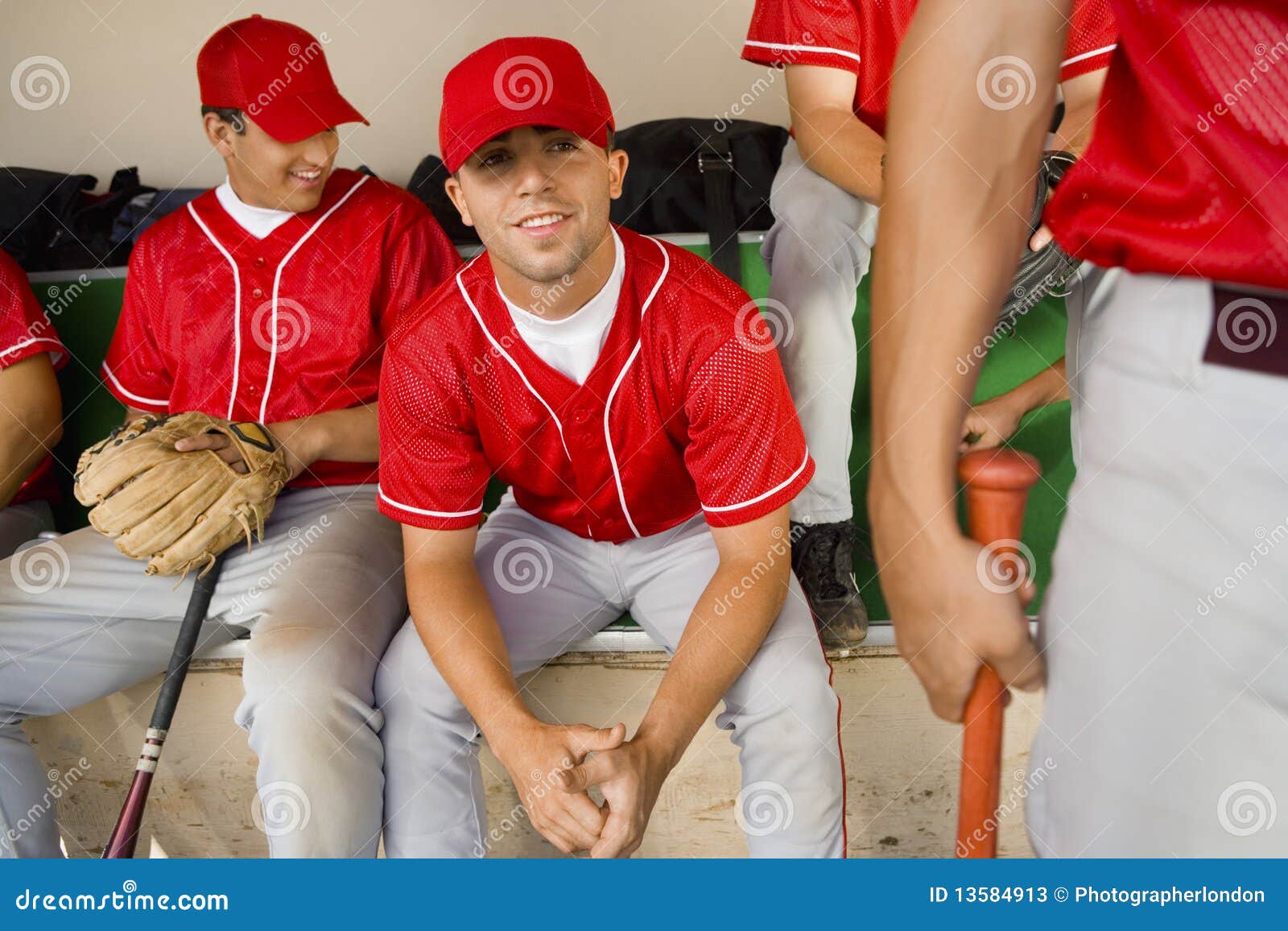 Baseball Team-mates in Dugout Stock Image - Image of group, baseball ...