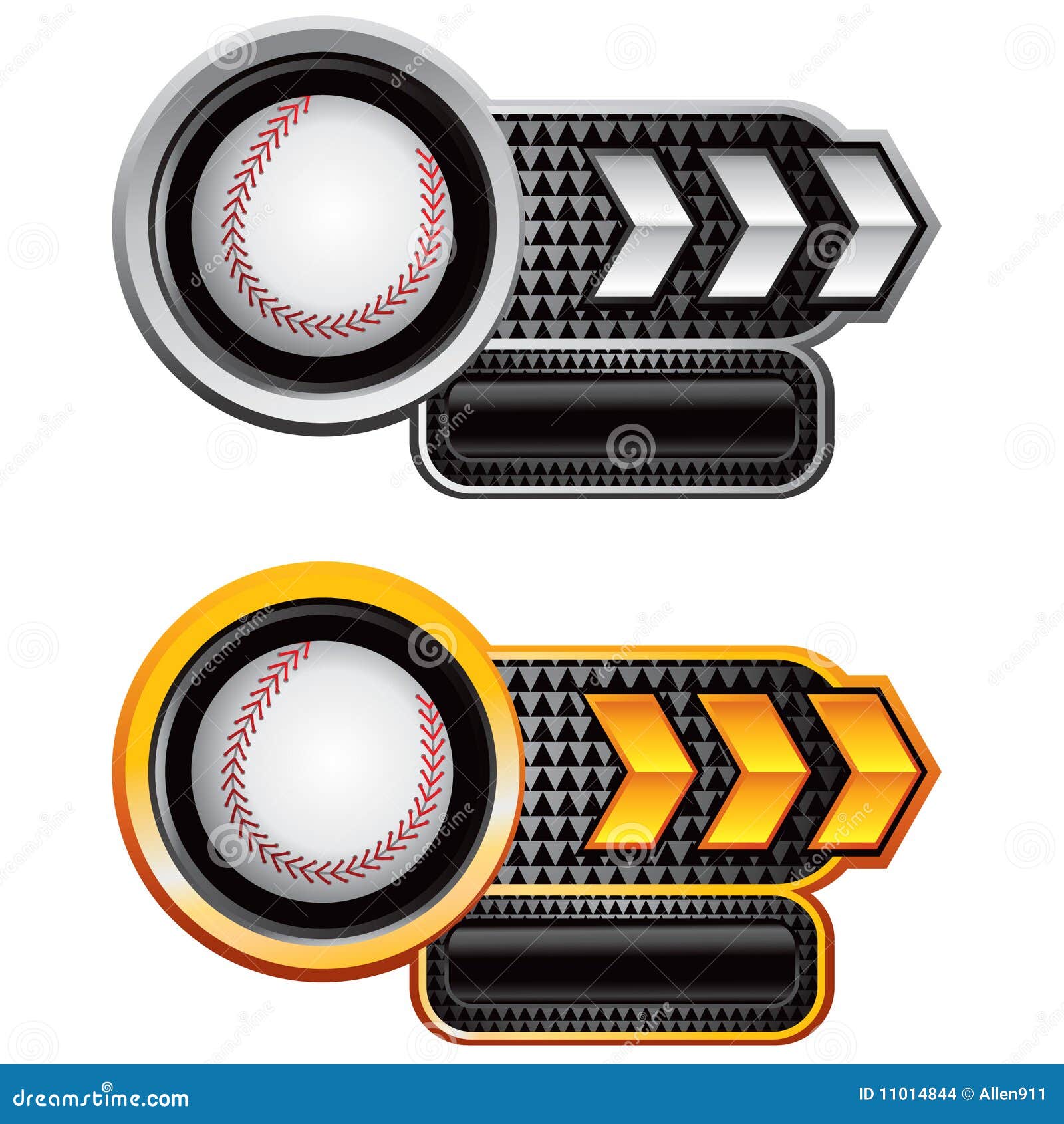 Baseball on White and Gold Arrow Advertisements Stock Vector ...
