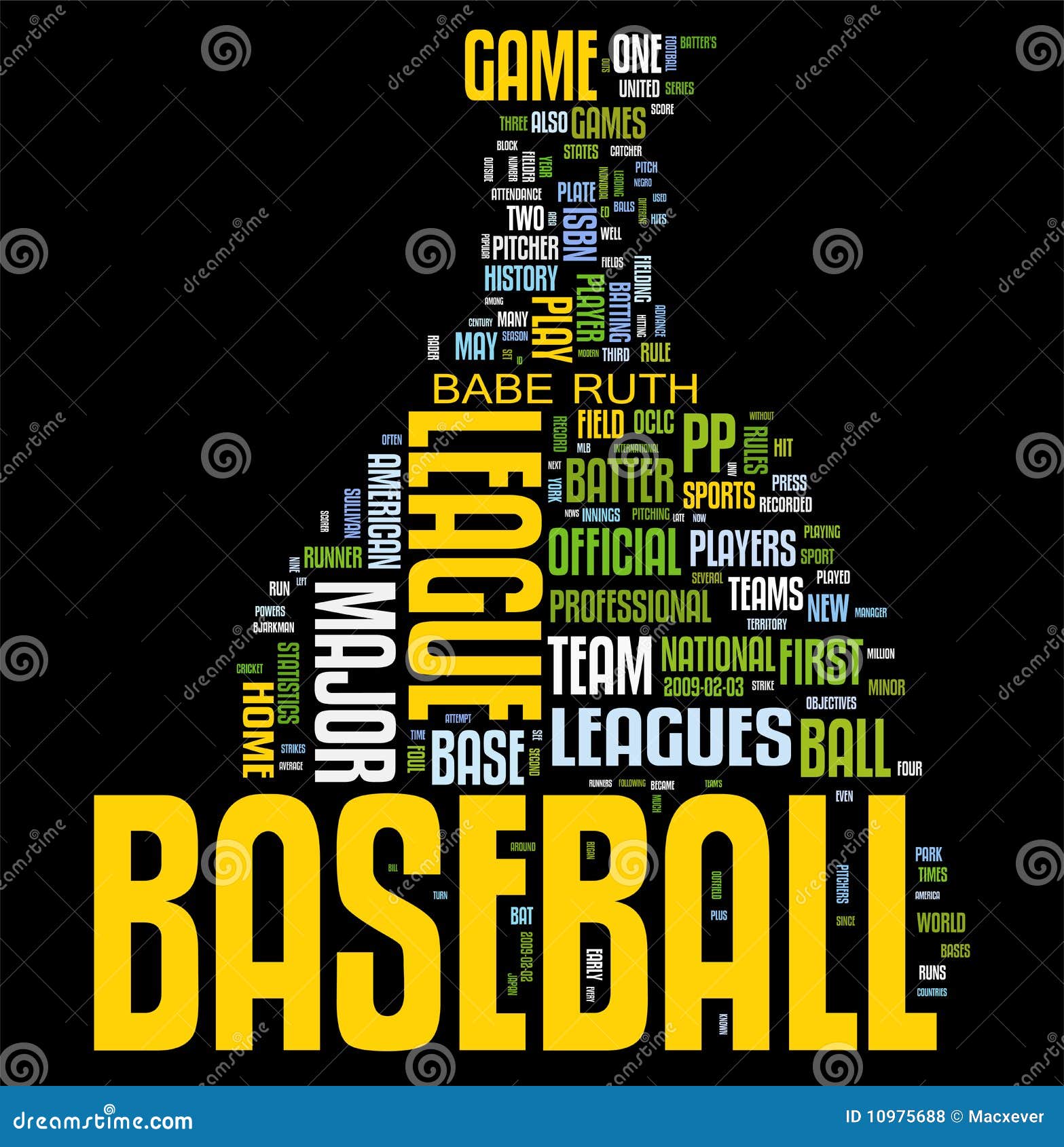 Baseball word cloud stock illustration. Illustration of glove - 10975688