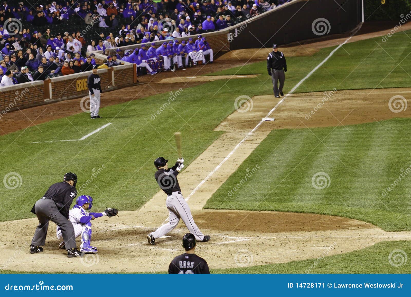 Baseball - Wrigley Field Batter Swings Hard Editorial Photo - Image of ...