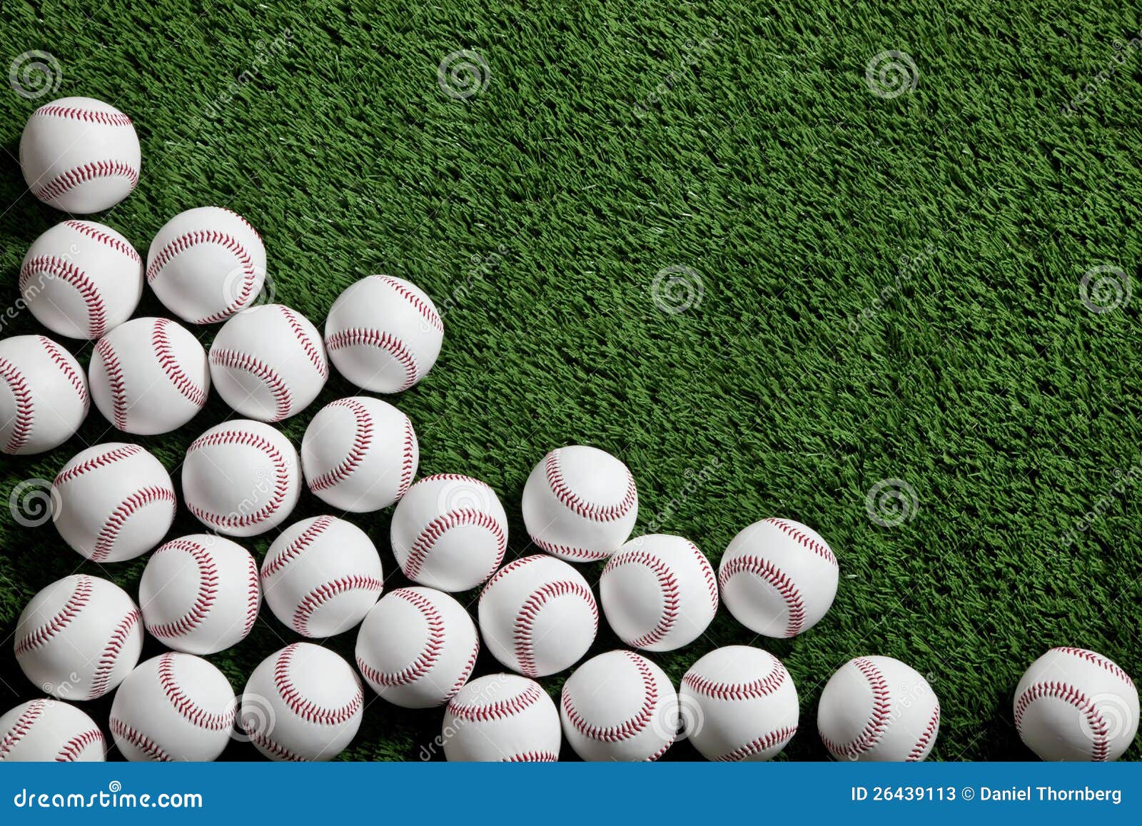Baseballs on a Green Turf Background Stock Image - Image of white, view ...