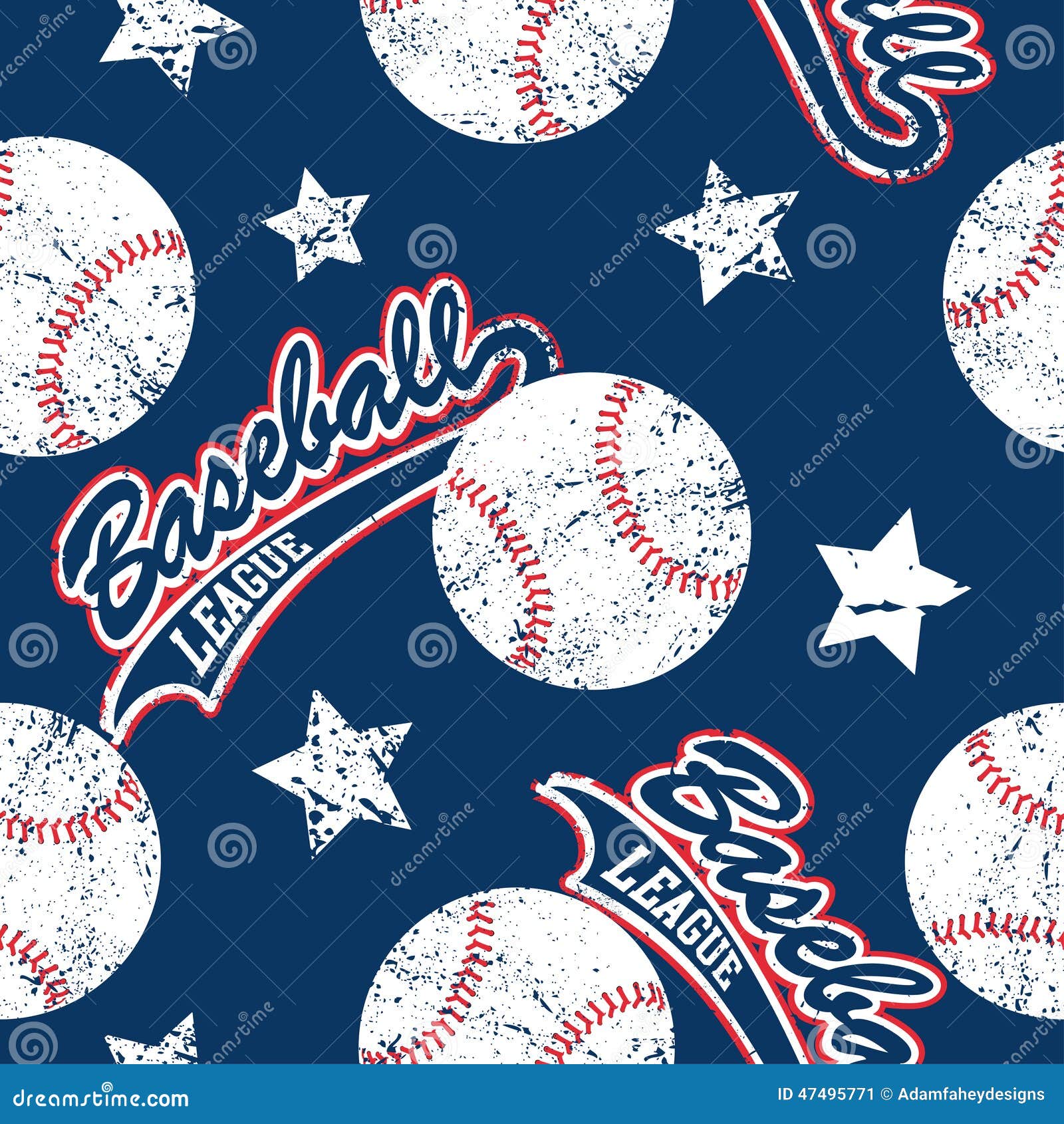 Baseball Seamless Pattern. Letter Template. Cute Doodle Hand Drawn ...