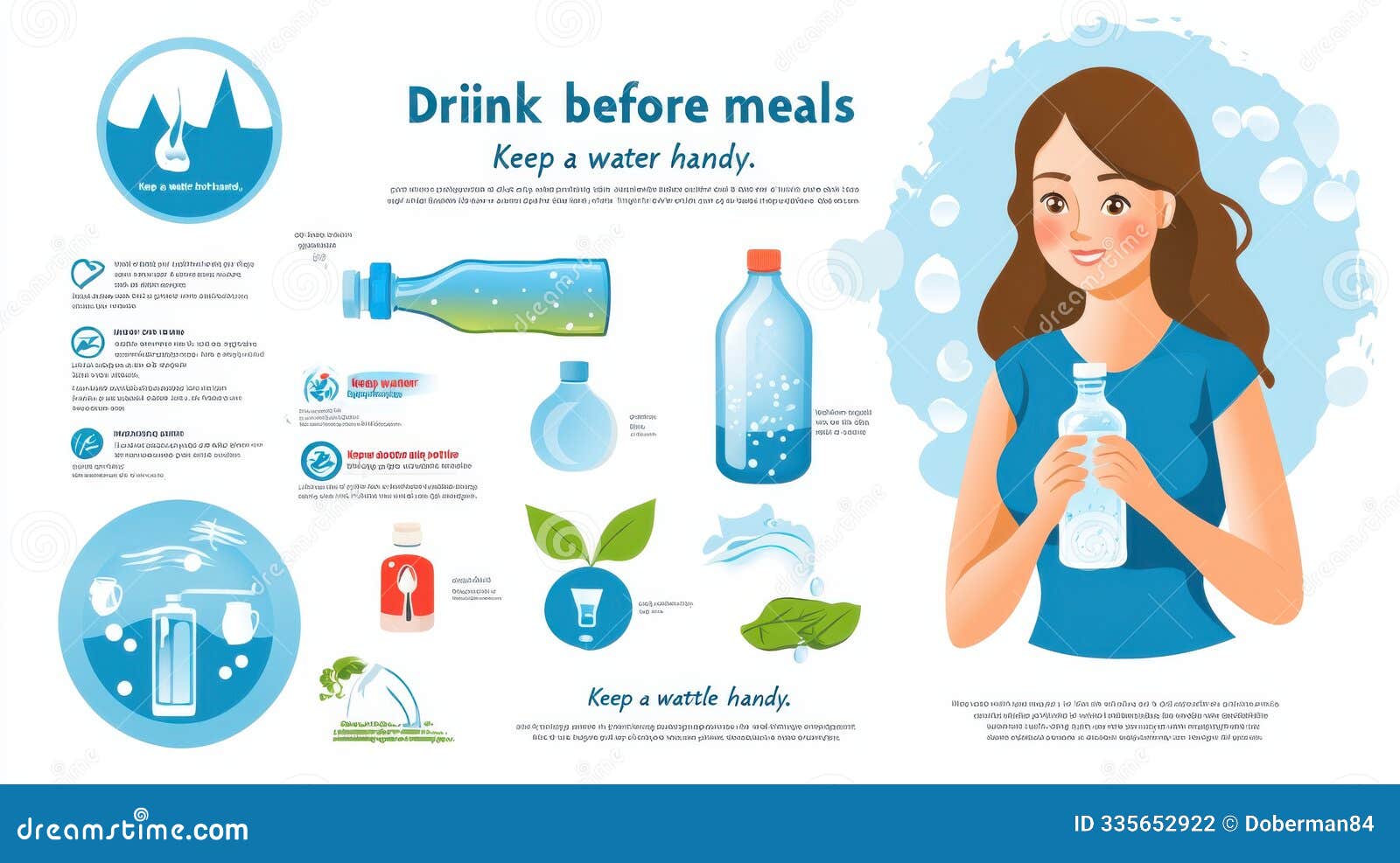 Infographic Illustrating Hydration Concepts with a Woman Holding a ...