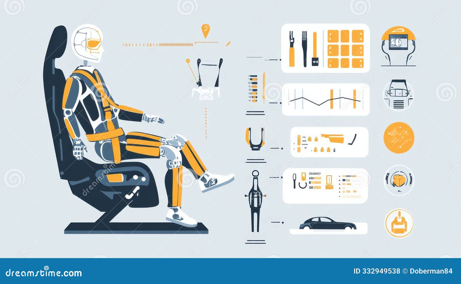 -based Infographic Illustrating Advanced Crash Test Dummy Analysis and ...