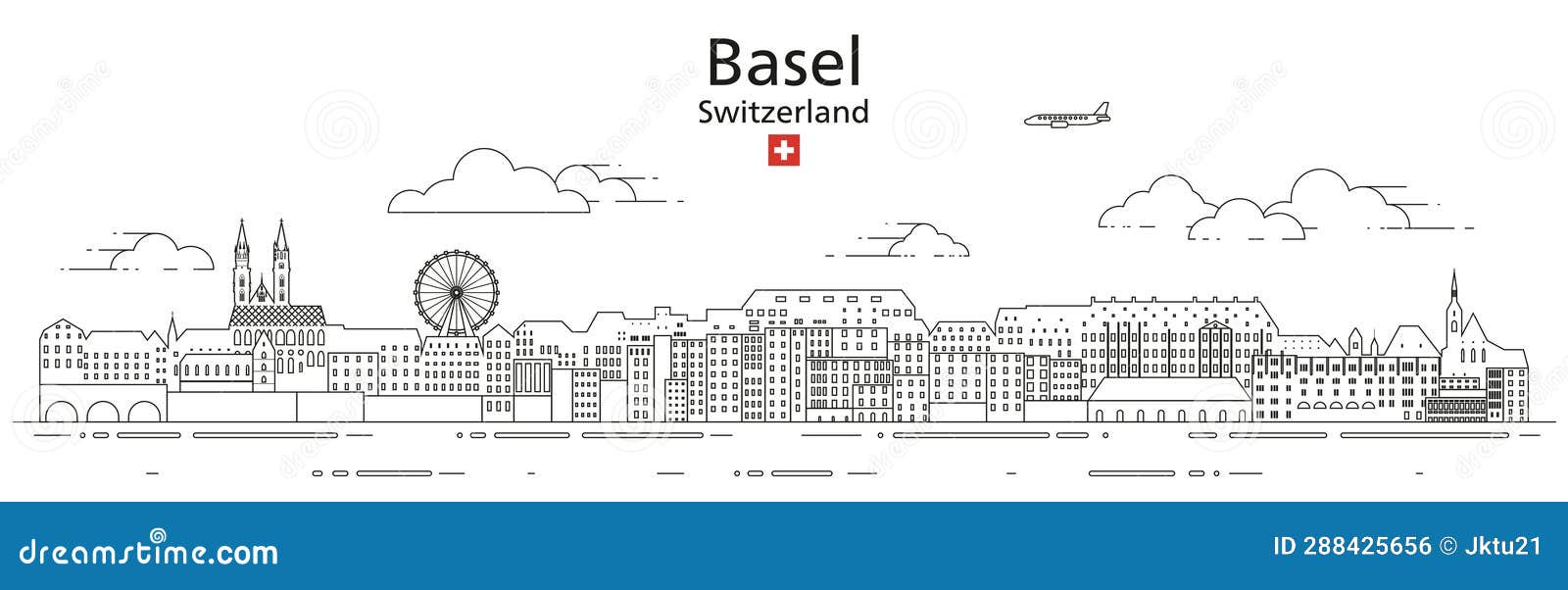 Basel Cityscape Line Art Vector Illustration Stock Vector ...