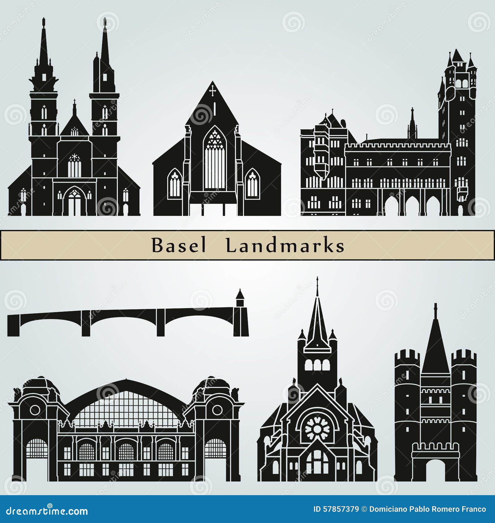 Basel landmarks stock vector. Illustration of icon, switzerland - 57857379