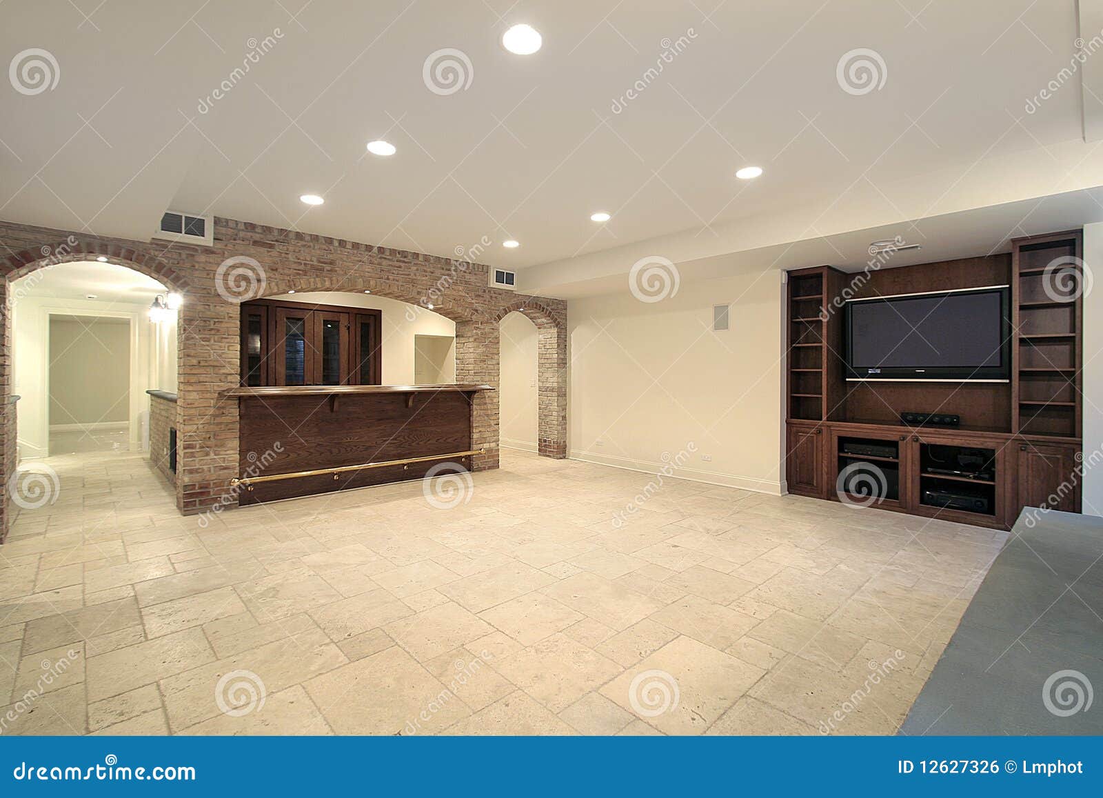 Basement with bar stock photo. Image of relax, lighting - 12627326
