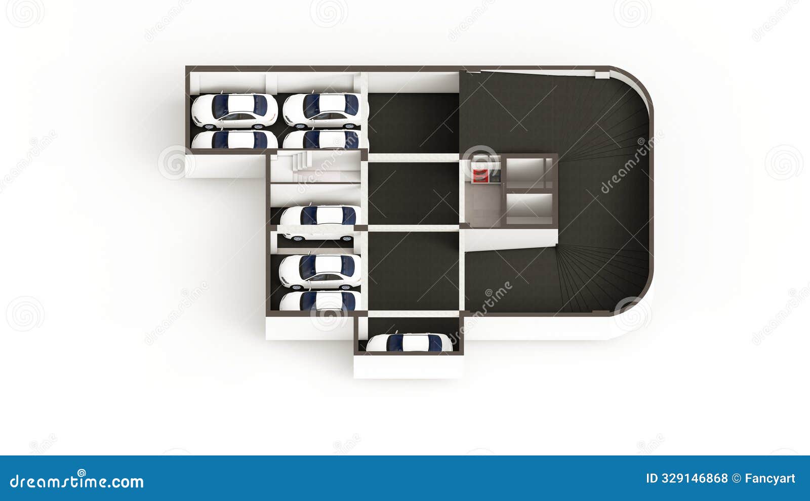 Basement Car Parking Isometric Interior 3d Rendering Stock Illustration ...