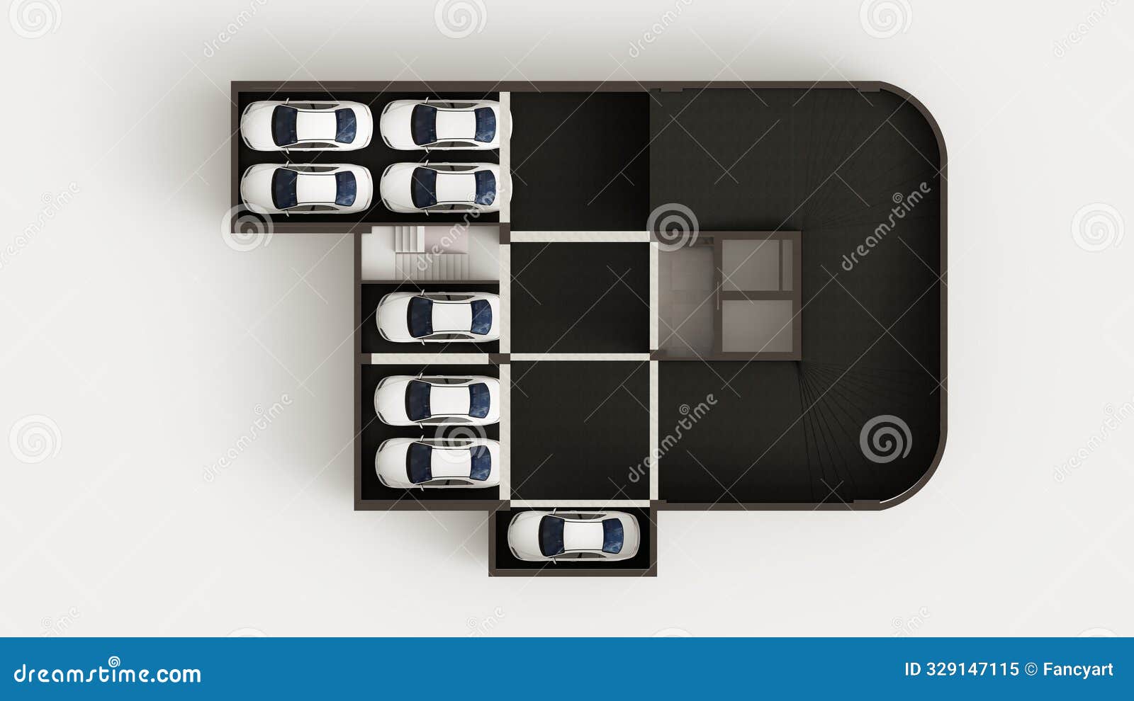 Basement Car Parking Isometric Interior 3d Rendering Stock Illustration ...