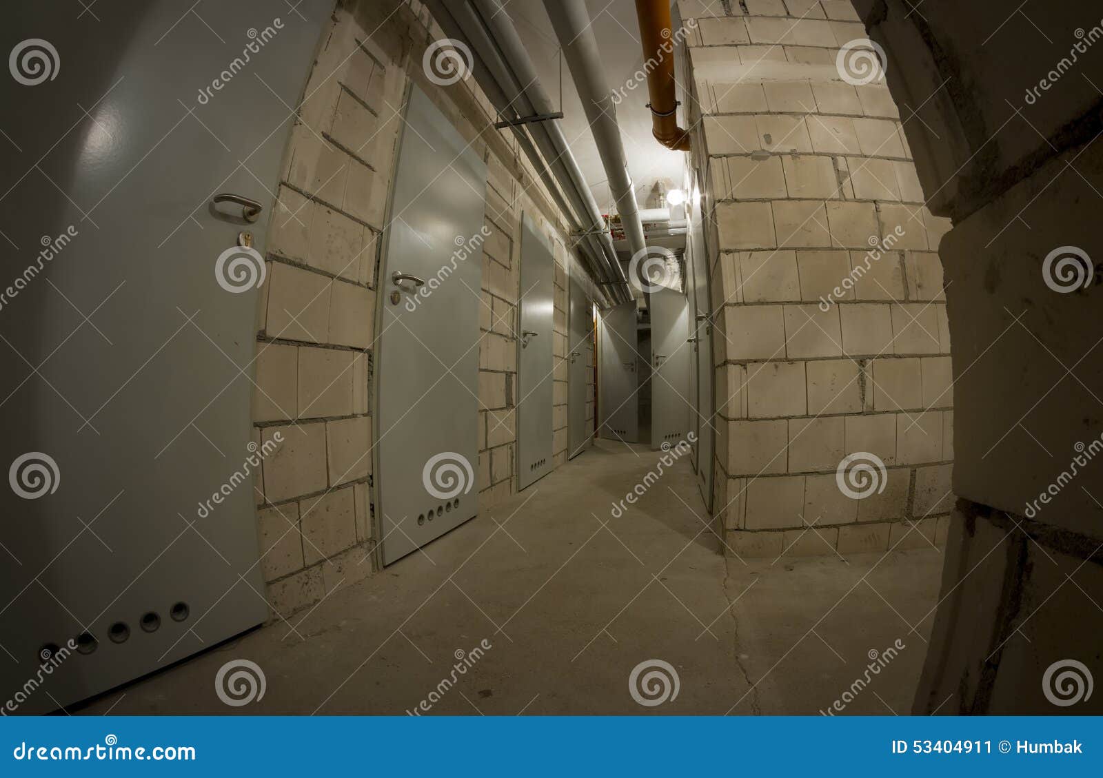Basement corridor stock image. Image of dark, brick, architecture ...