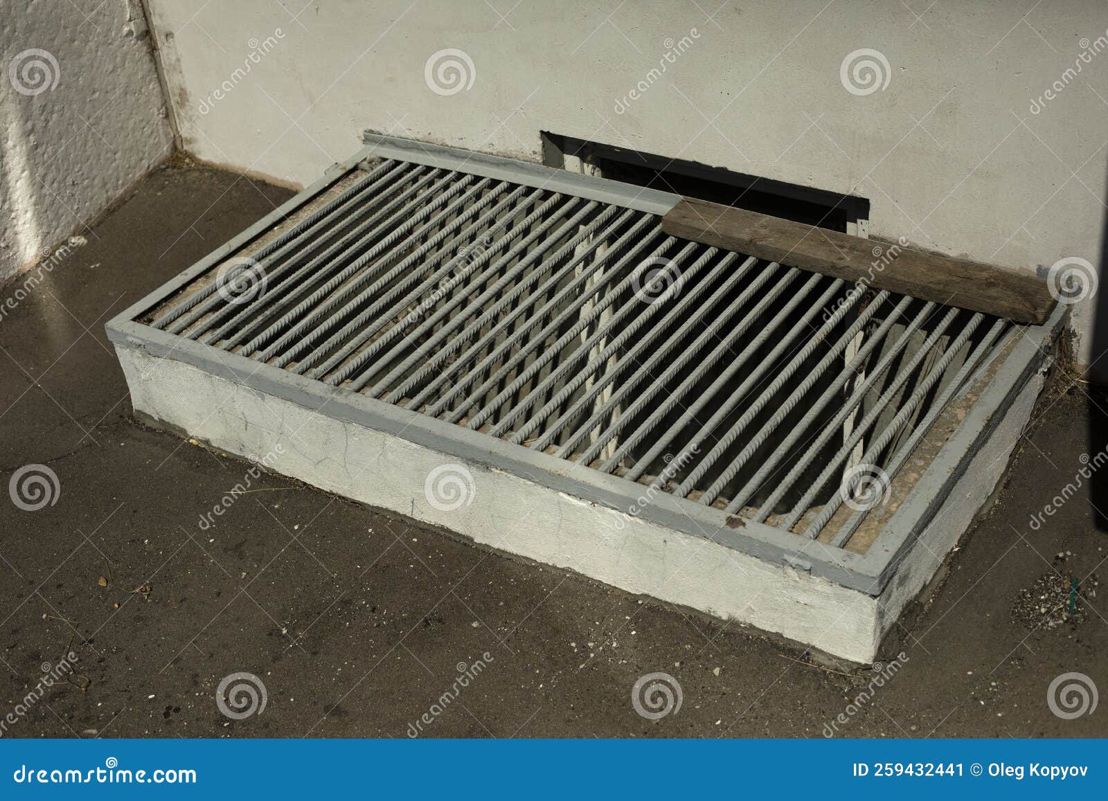 Basement Opening in Building. Grate on Pit. Basement Stock Image ...
