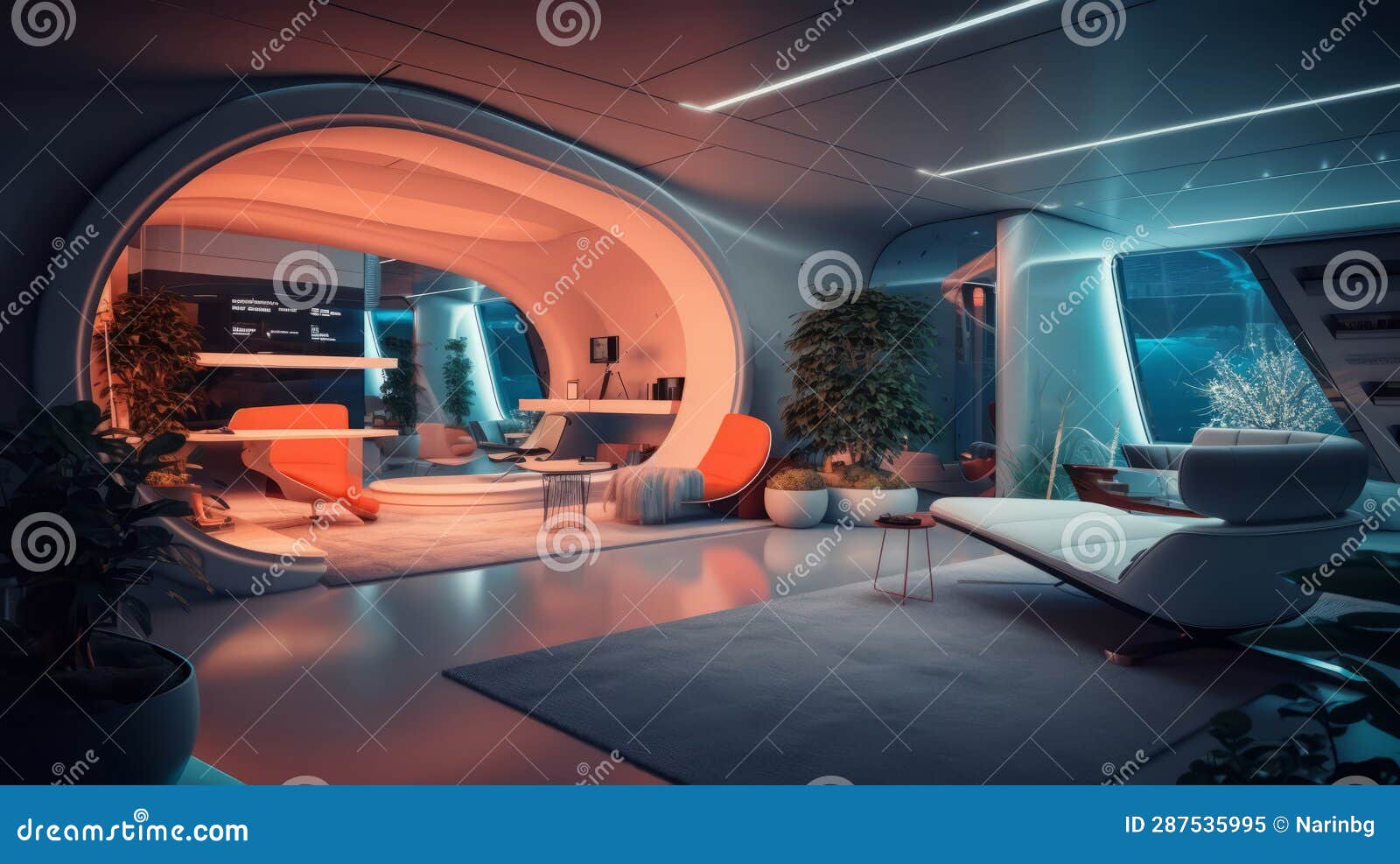 Basement Room of a Beautiful Futuristic Design. AI Generated Stock ...