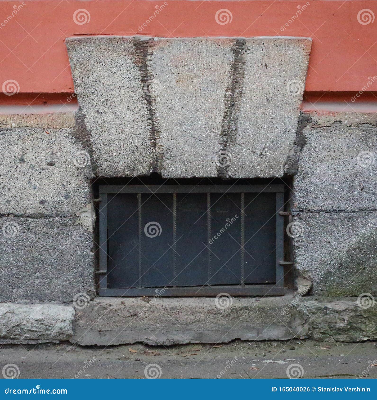 Basement Window with a Metal Barrier Stock Photo - Image of street ...