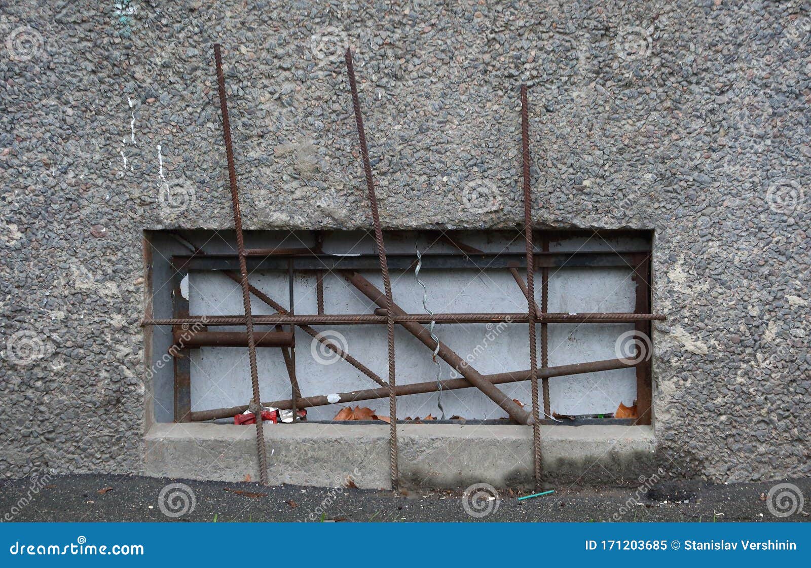 Basement Window with a Metal Barrier Stock Image - Image of barred ...