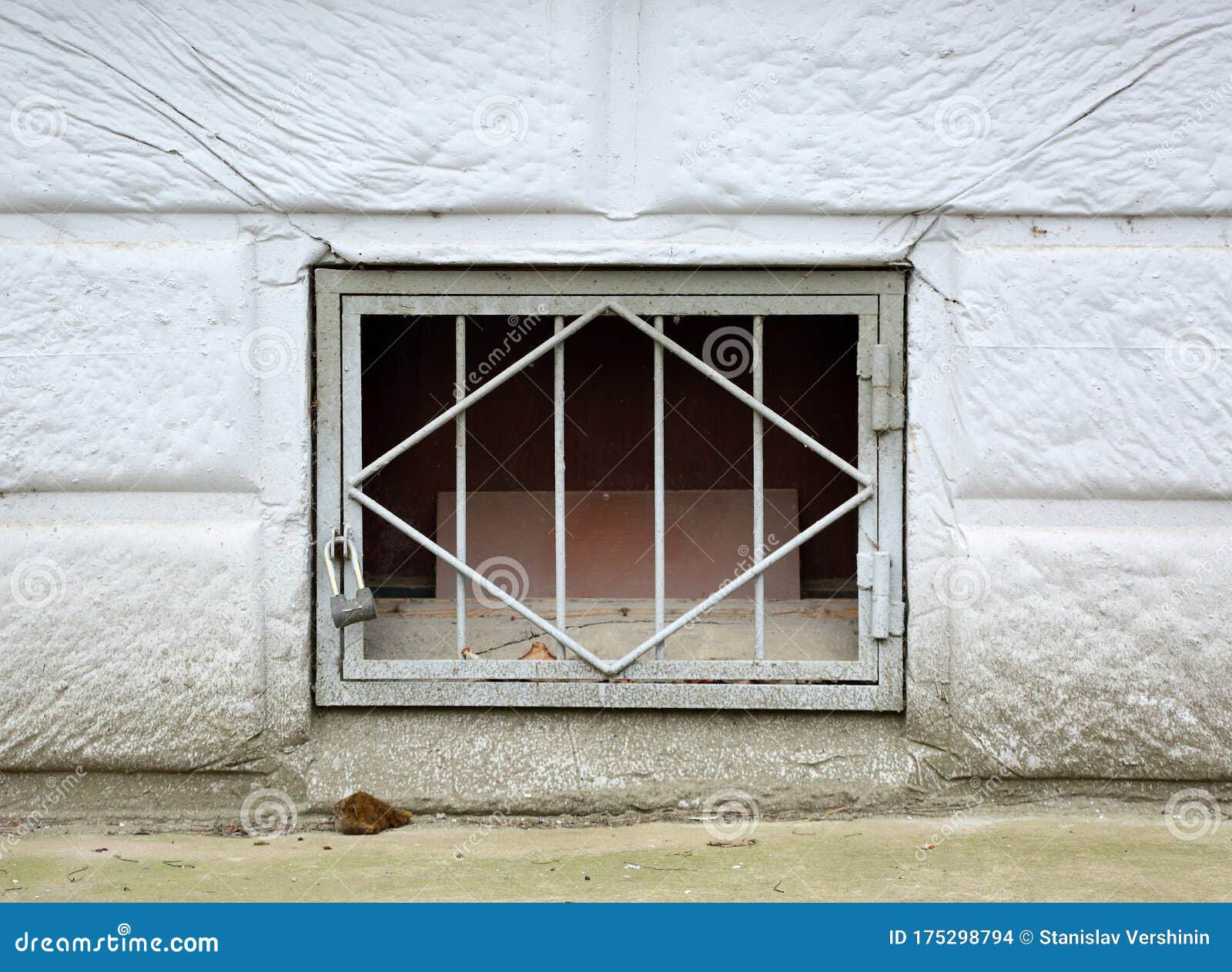 Basement Window with a Metal Barrier Stock Photo - Image of barred ...