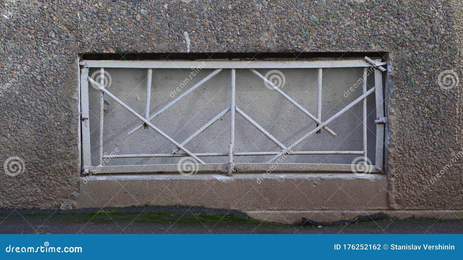 Basement Window with a Metal Barrier Stock Photo - Image of window ...