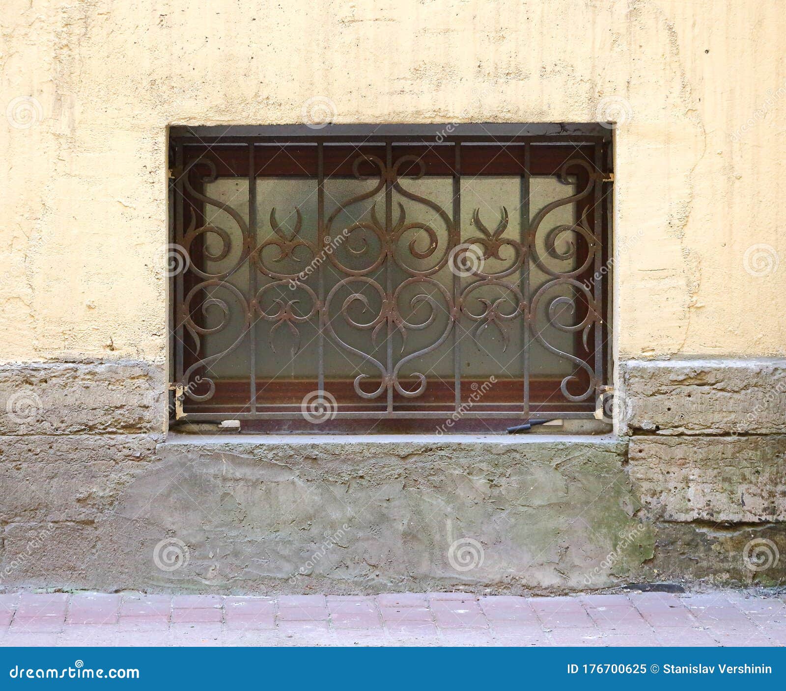 Basement Window with a Metal Barrier Stock Image - Image of barrier ...