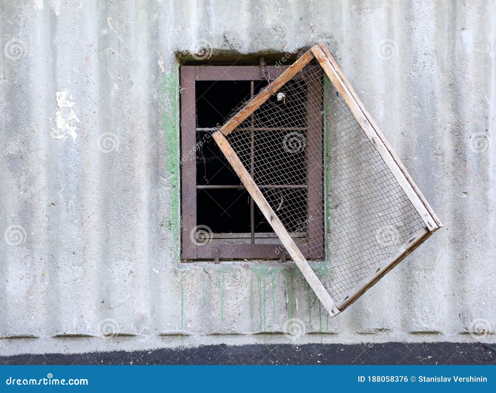 Basement Window with a Metal Barrier Stock Photo - Image of detail ...